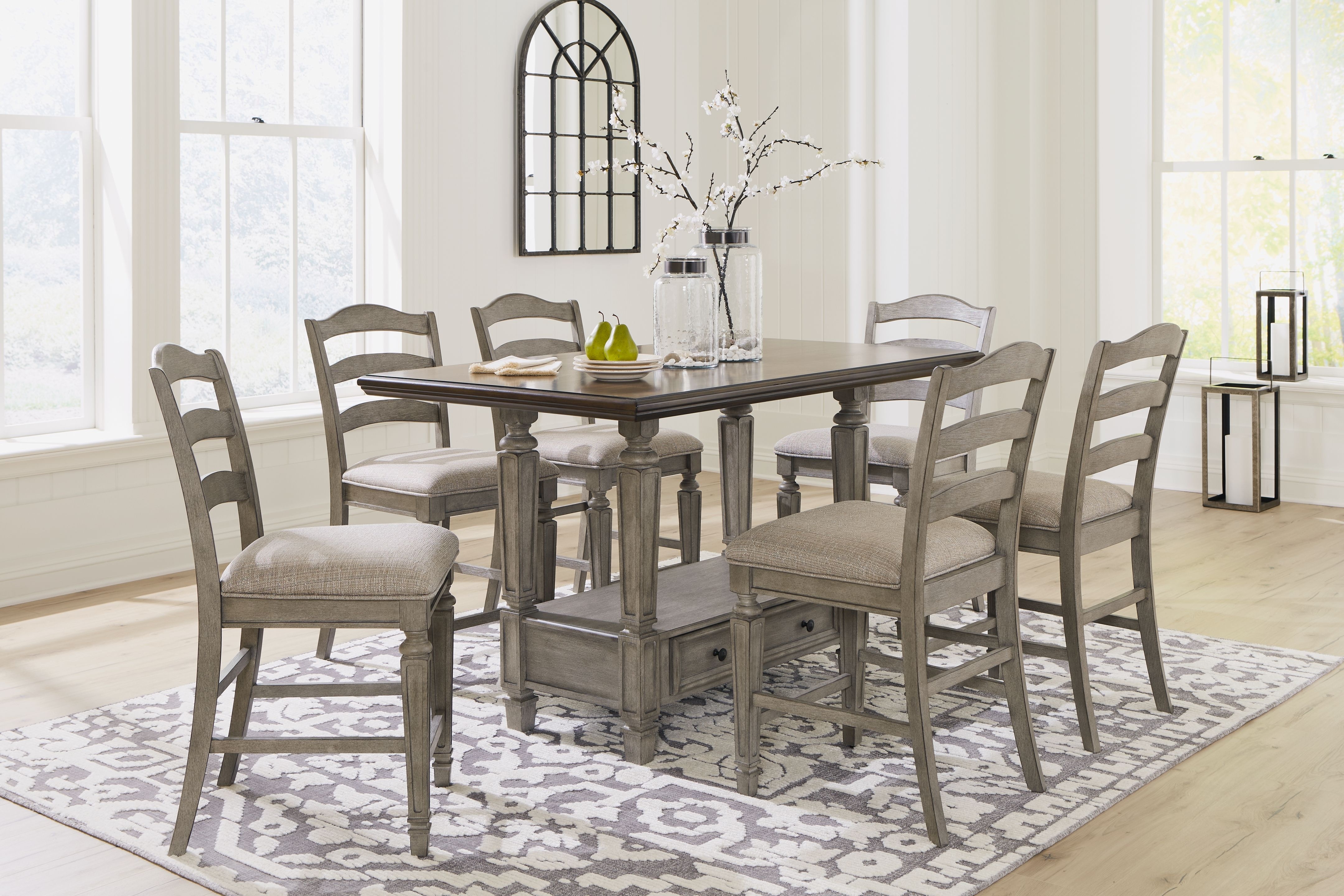 Ashley Lodenbay 7 Piece Rectangular Dining Room Counter Table Set D751 ...