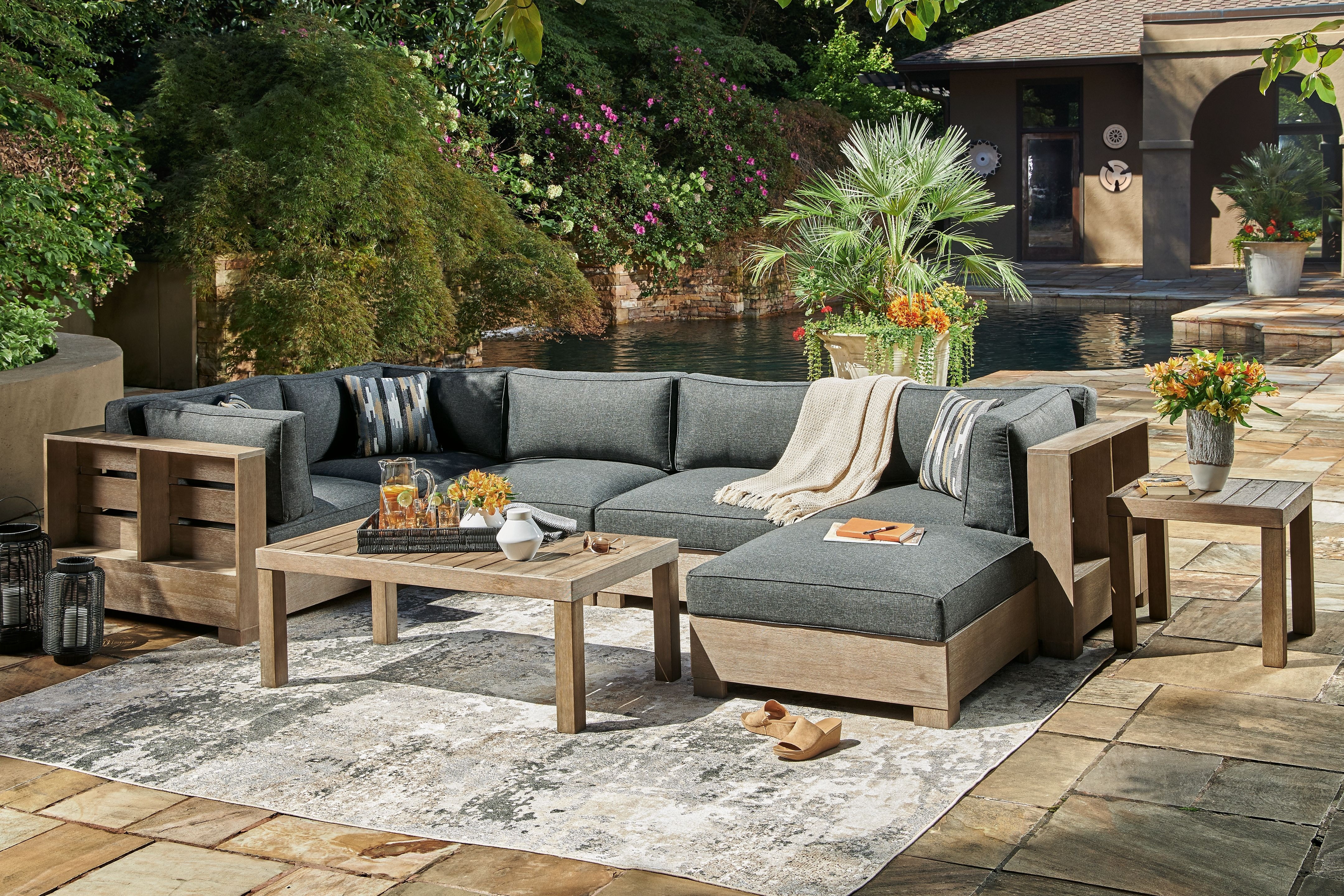 Ashley Citrine Park 5 Piece Sectional Lounge P660-875-877-846-2-876 ...