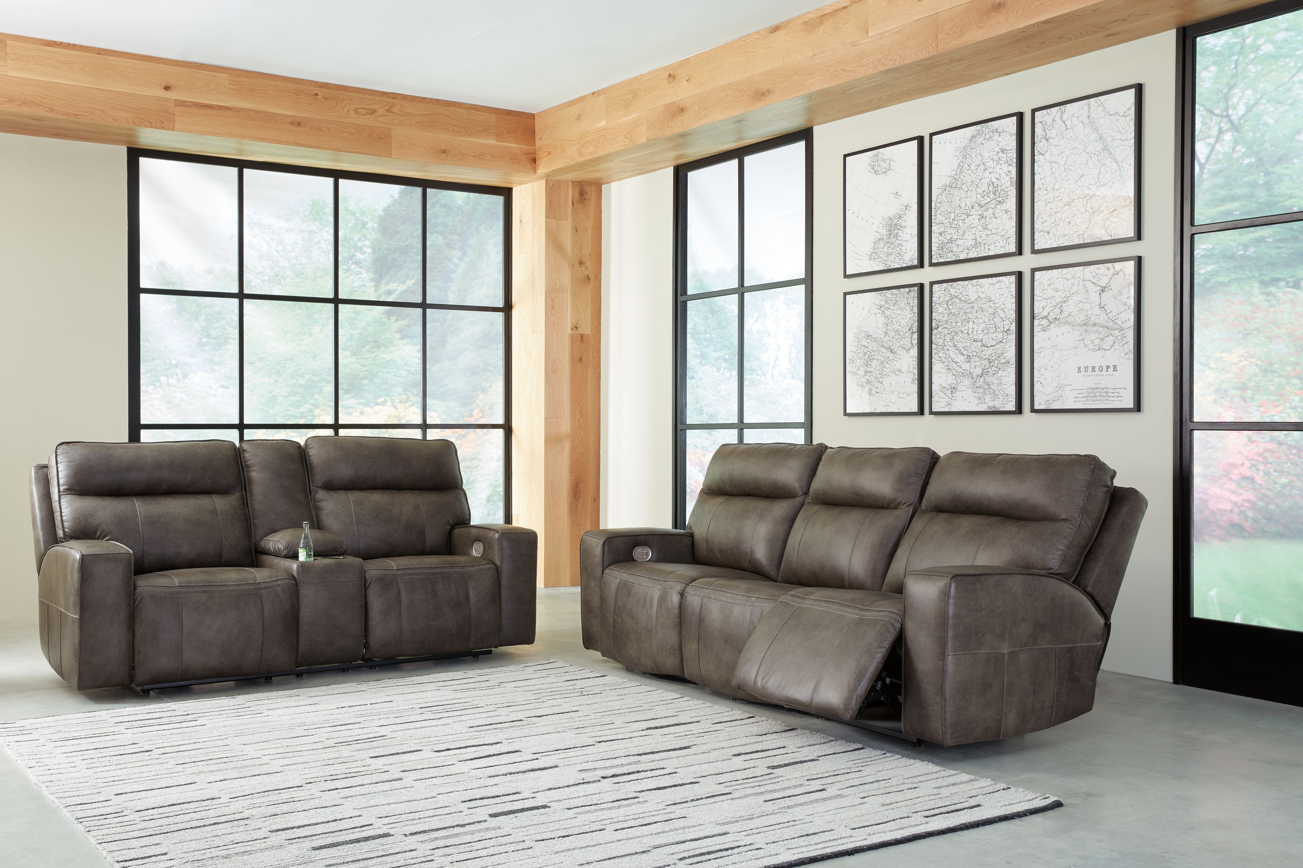 Ashley Game Plan 2 Piece Power Reclining Sofa and Loveseat U15205-15-18 ...