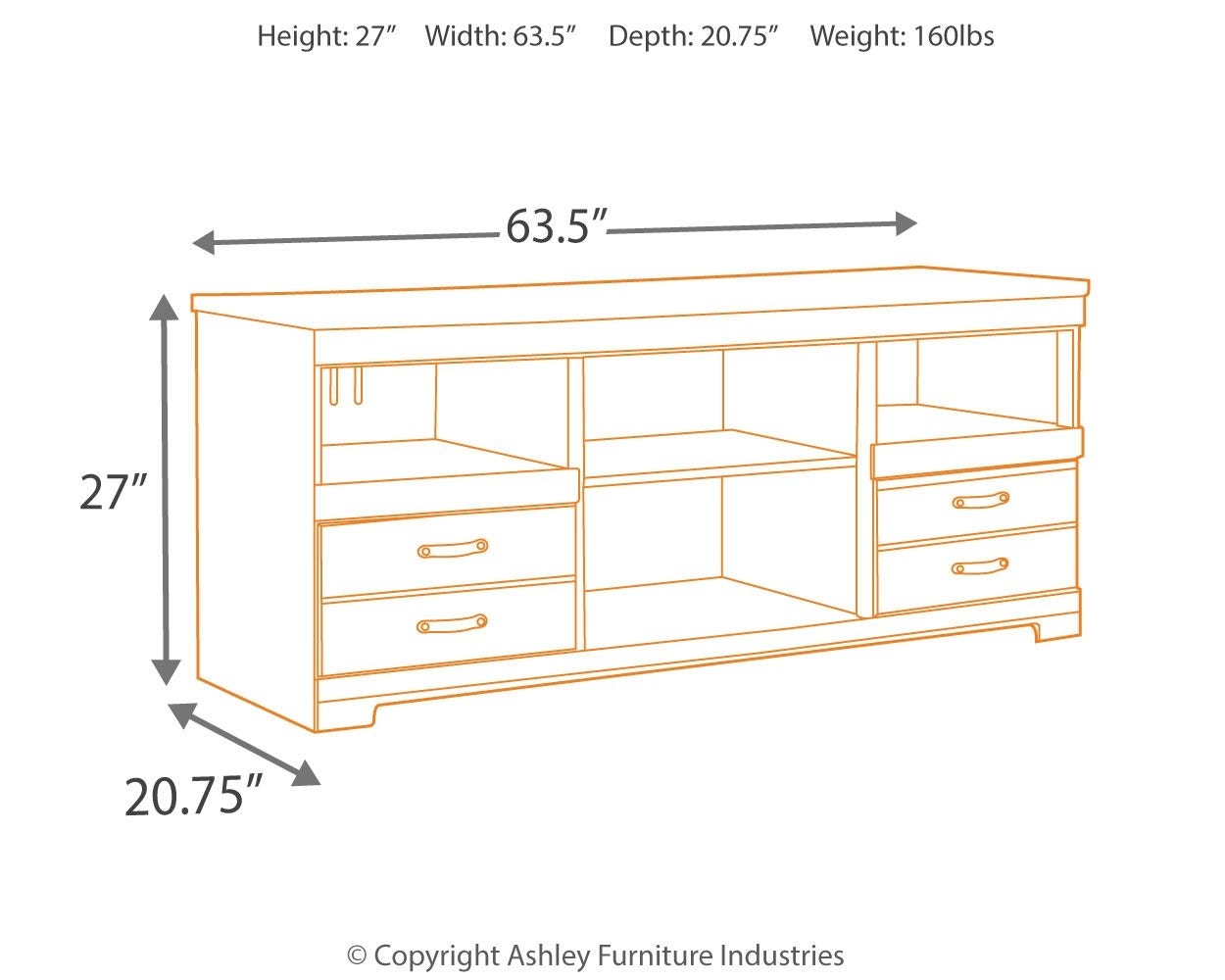 Ashley Trinell 63'' TV Stand W/Fireplace Option W446-68 - Portland, OR ...