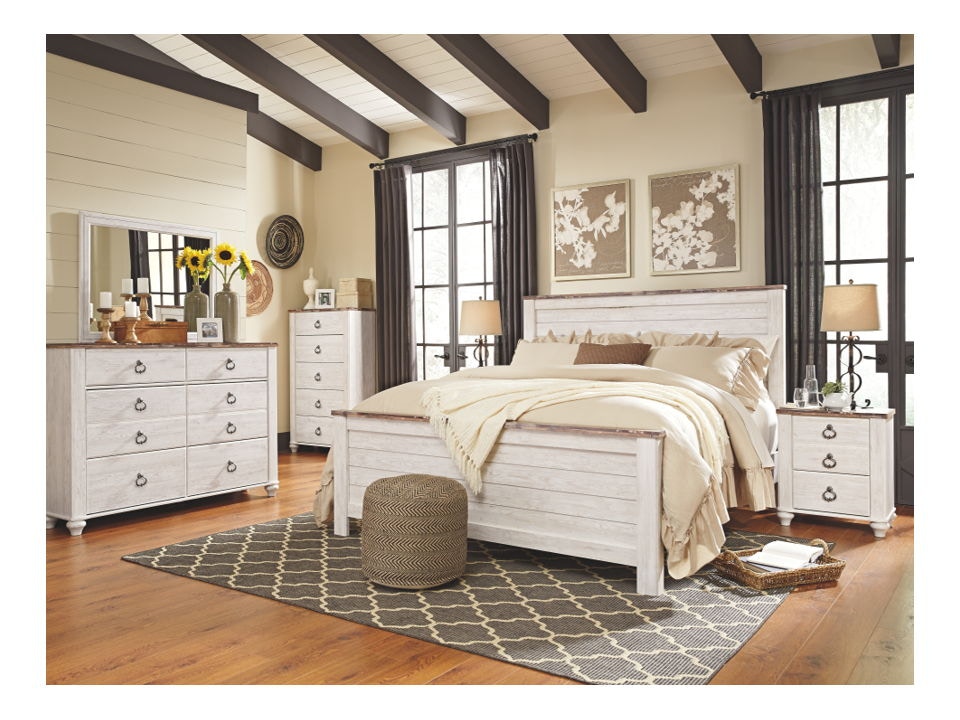 Ashley Willowton 7 Piece King Panel Bed Set B267-31-36-58-56-99-92-2 ...