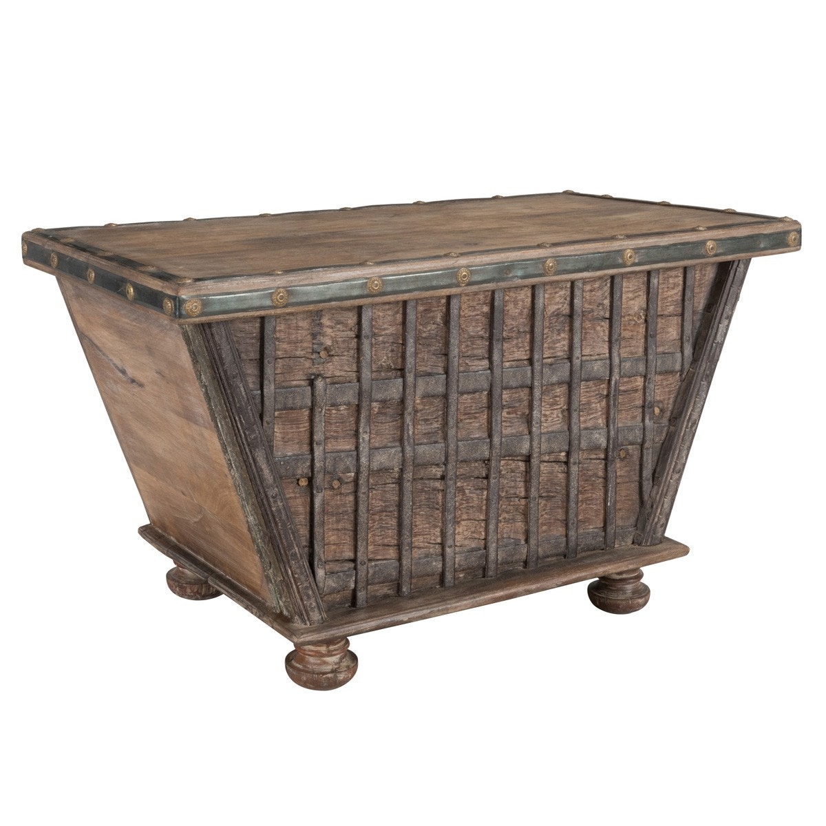 Classic Home 33'' Reclaimed Wood Cart Storage Box 59026075 - Portland ...