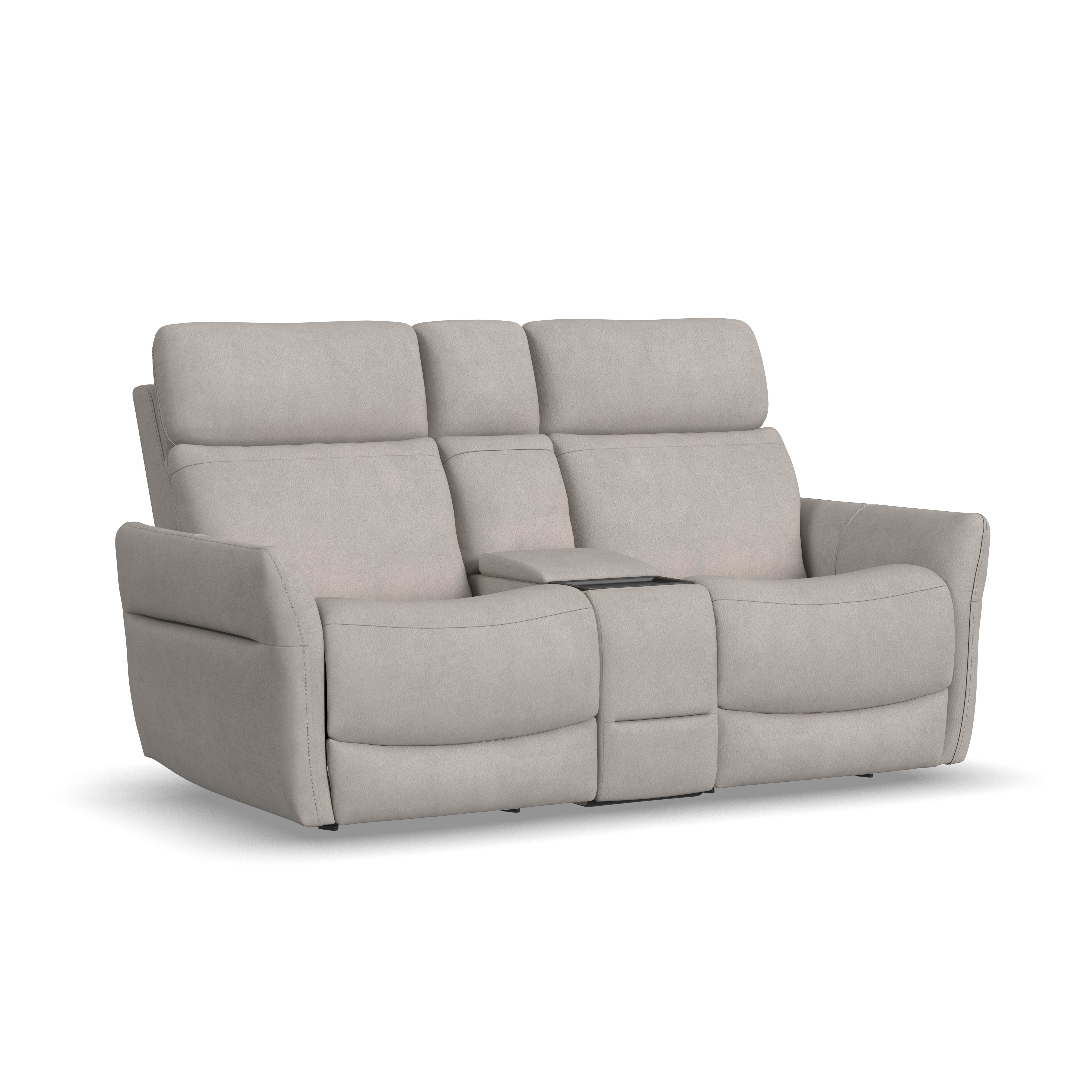 Flexsteel Artemis Power Reclining Loveseat with Console, Power Headrest, Lumbar, Heat & Massage