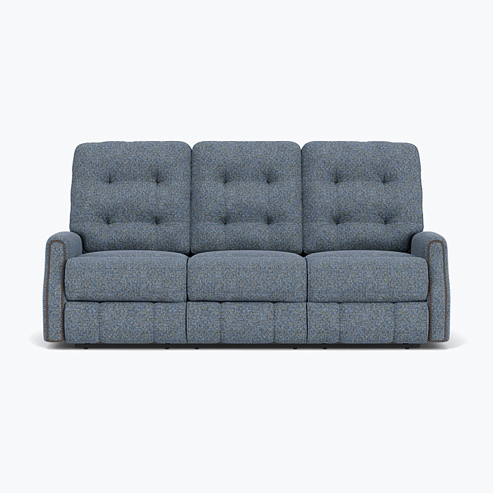 Flexsteel Devon Fabric Power Reclining Sofa with Power Headrests And Nailhead Trim 2881 62H 627 40