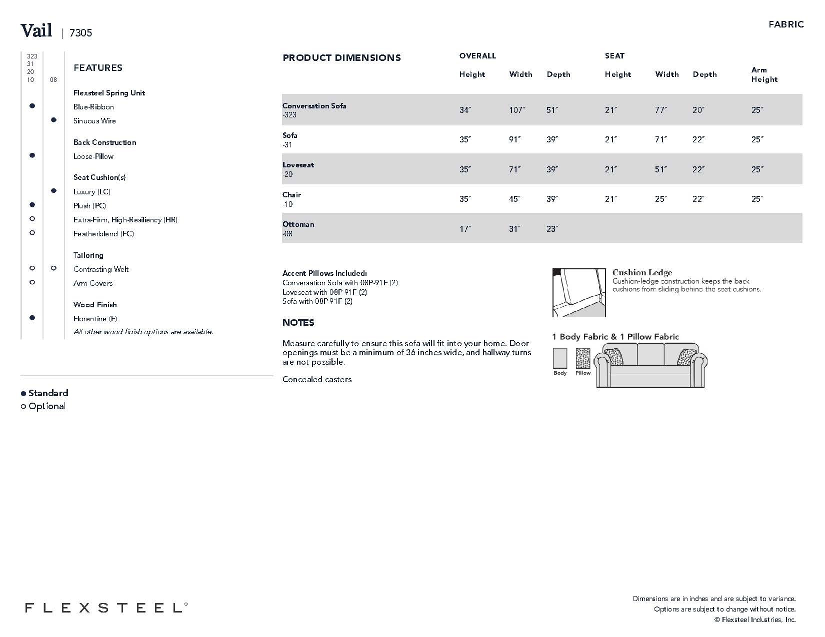 Flexsteel Vail Fabric Loveseat 7305-20-846-02 - Portland, OR | Key Home ...