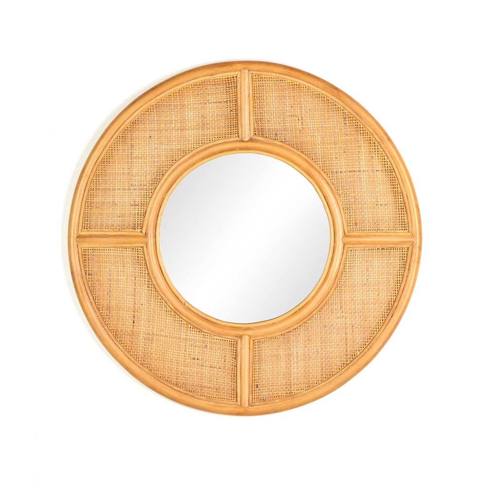 Four Hands Ava Round Mirror Natural Box Woven Cane 232103-001 ...