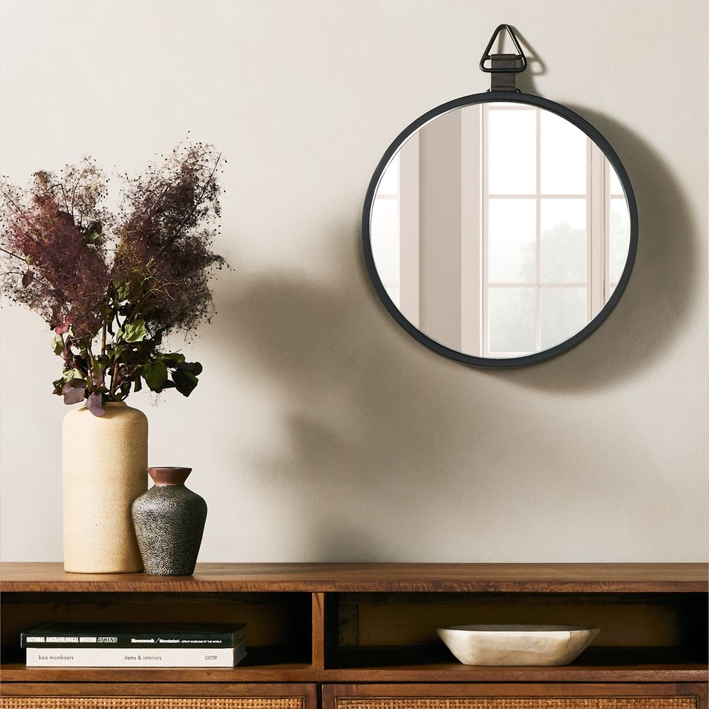 Four Hands Carmen Small Round Mirror Espresso Faux 230218-001 ...