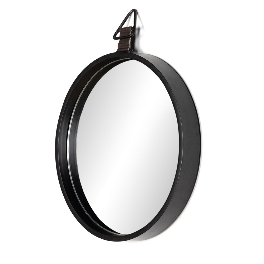 Four Hands Carmen Small Round Mirror Espresso Faux 230218-001 ...