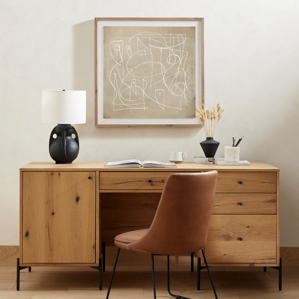 Four Hands Eaton Executive Desk Light Oak Resin 227862-001 - Portland ...