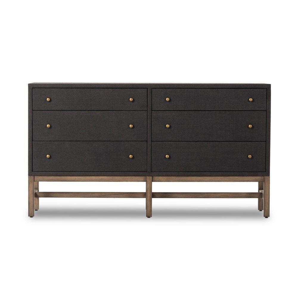 Four Hands Fiona 6 Drawer Dresser Black Raffia 233278-001 - Portland ...