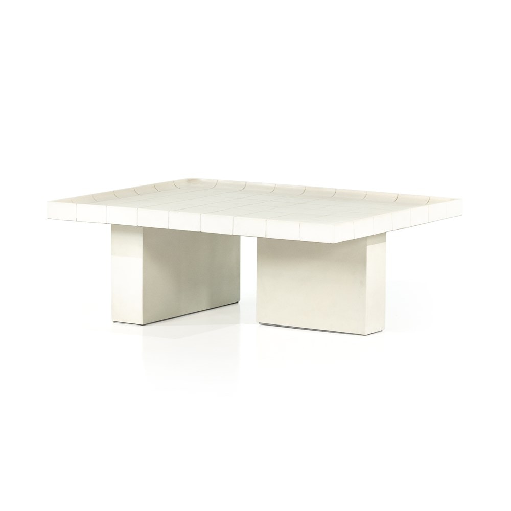 Four Hands Grid Coffee Table White Concrete 225910-002 - Portland, OR ...