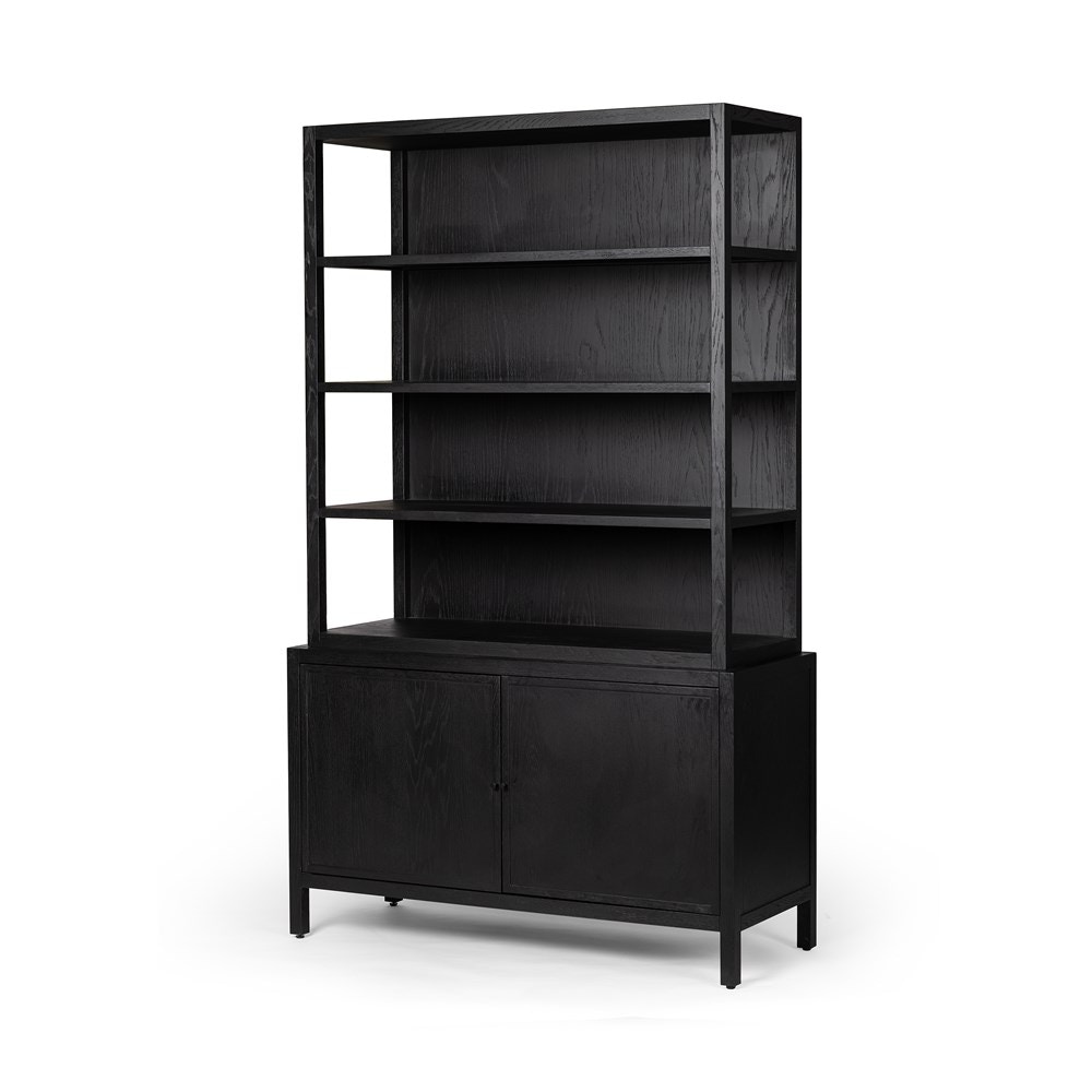 Four Hands Hopkins Bookcase Brushed Ebony Oak Vnr 235271-001 - Portland ...