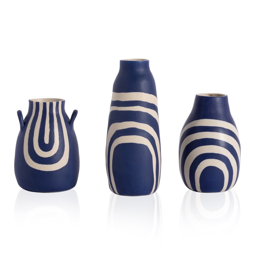 Four Hands Keshi Vases Set Of 3 Blue and White 238592-001 - Portland ...