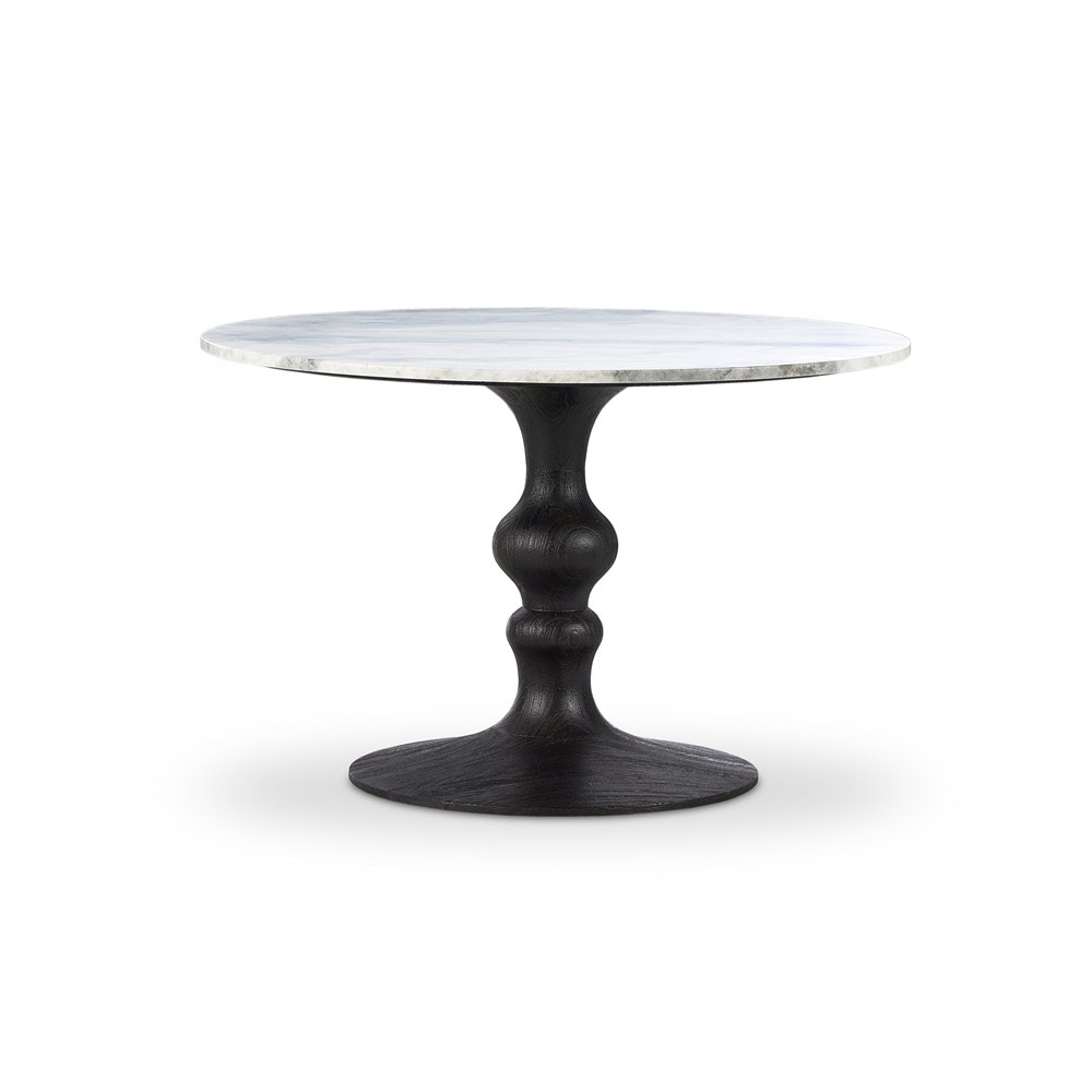 Kestrel Round Dining Table Dark Anthracite White Marble Four Hands