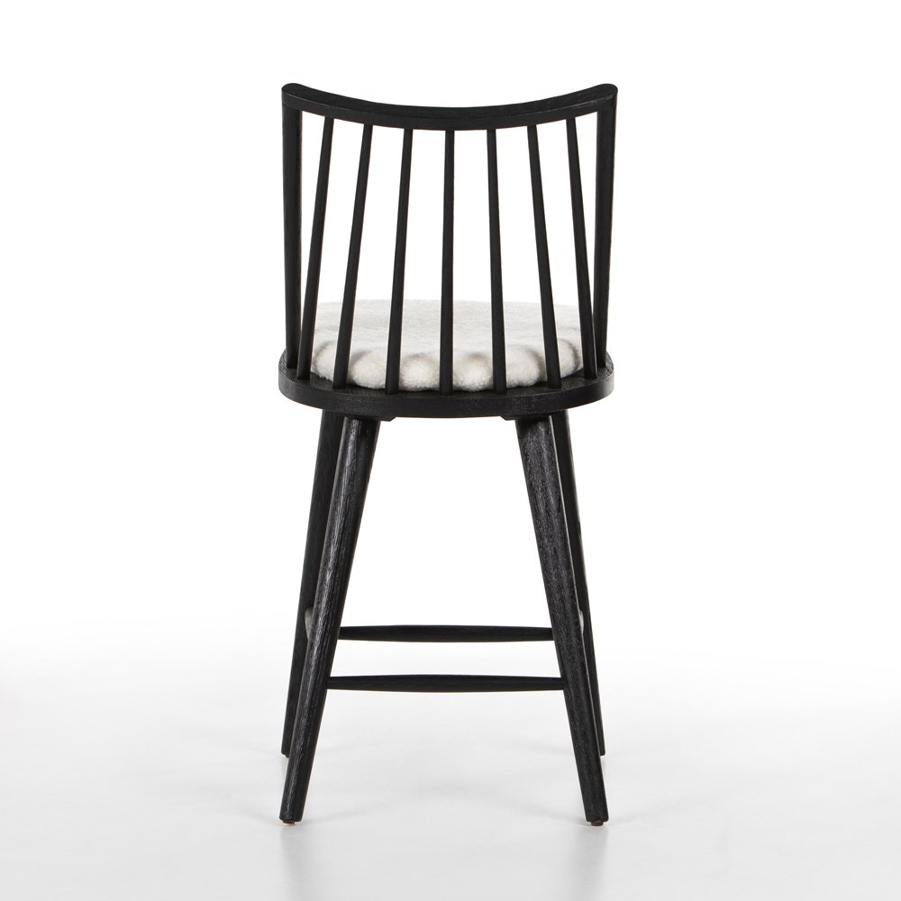 Four Hands Lewis Windsor Stool with Cushion Black Counter 228387-014 - Portland, OR | Key Home