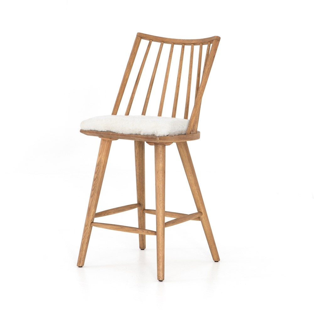 Four Hands Lewis Windsor Stool with Cushion Sandy Counter 228387-016 ...