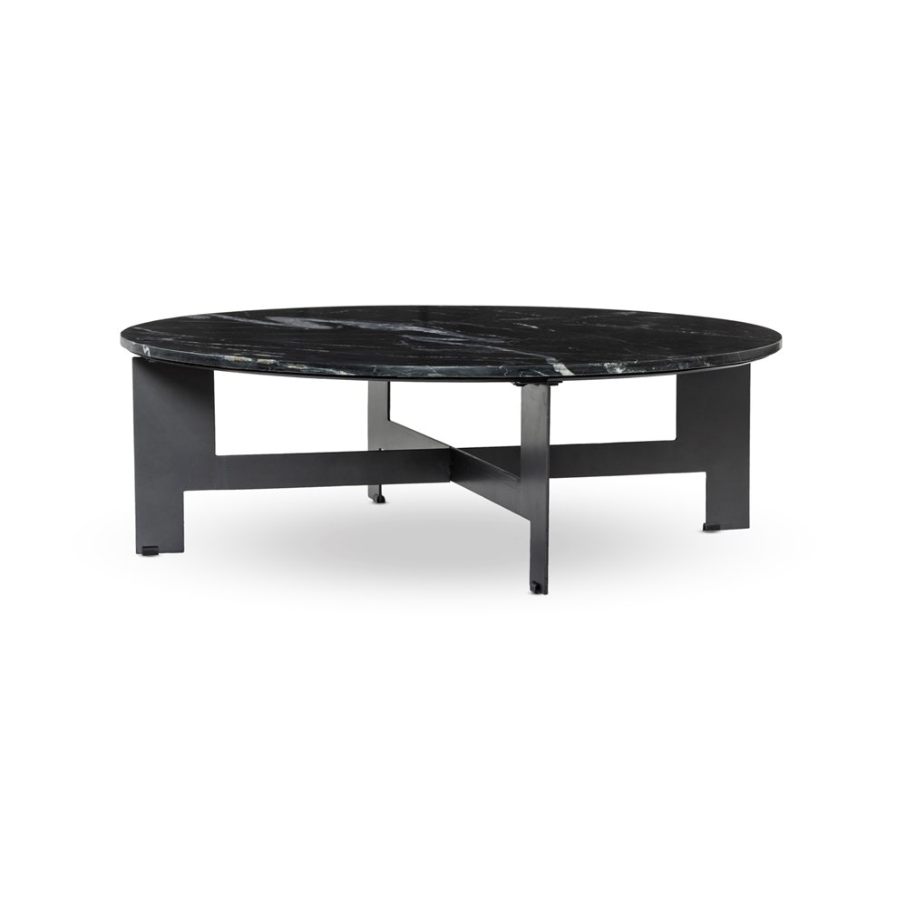 Four Hands Marble Round Coffee Table With Iron 242763 002 Portland OR Key Home Furnishings