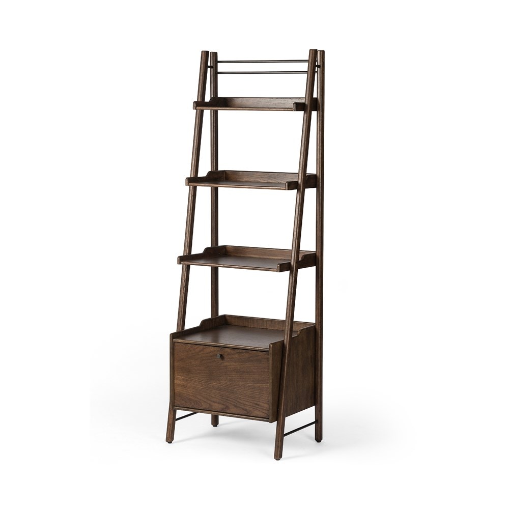 Four Hands Moreau Leaning Bookshelf Drk Toasted Oak 226330 001 Portland OR Key Home