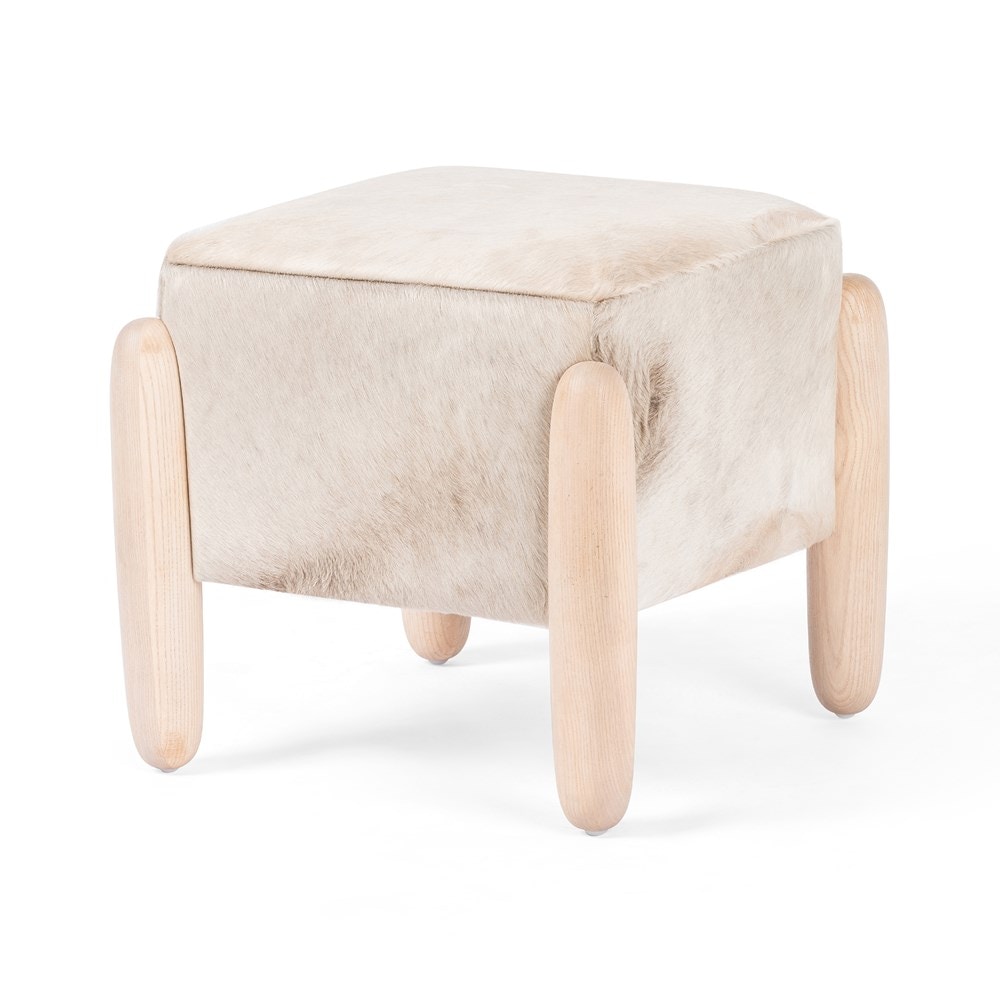 Four Hands Oaklynn Ottoman 21 inch Buff Hair On Hide 227804-005 ...