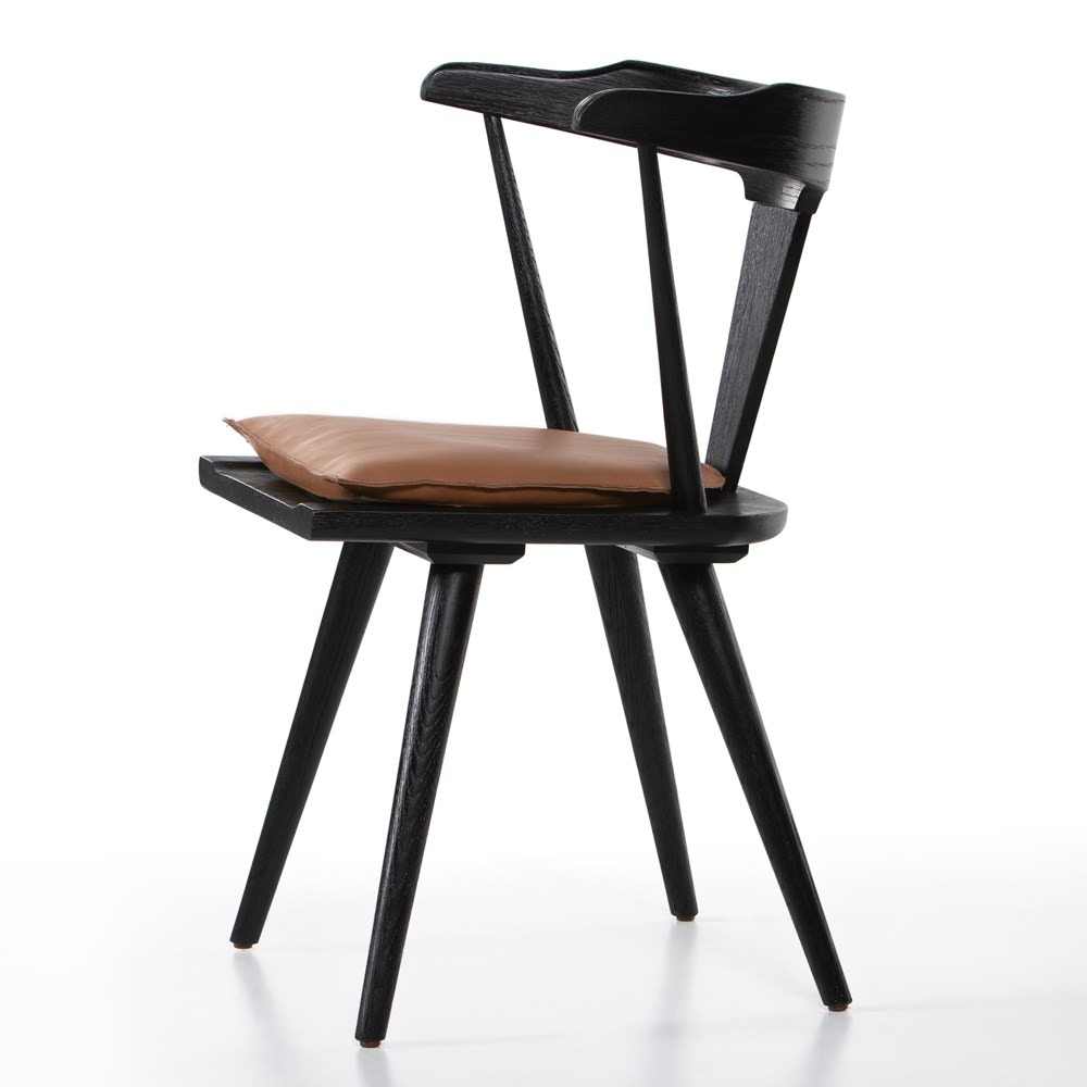 Four Hands Ripley Dining Chair with Cushion Black Whiskey 228280 012 Portland OR Key Home