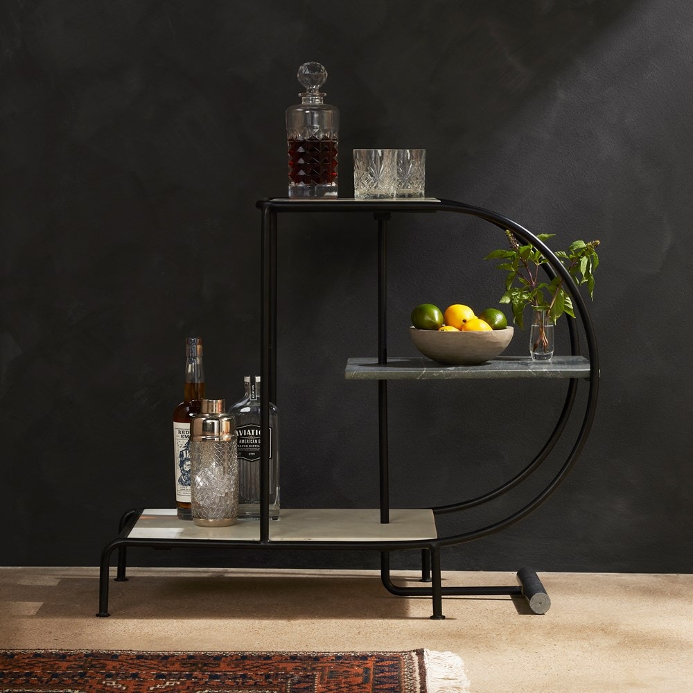 Four Hands Setai Bar Cart Polished White Marble 224872-003 - Portland ...