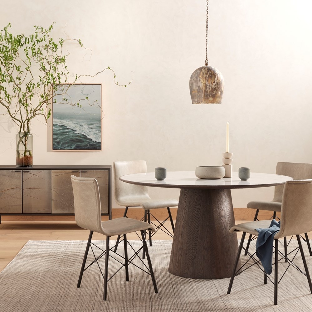 Four Hands Skye Round Dining Table White Marble 228008-001 - Portland, OR | Key Home Furnishings