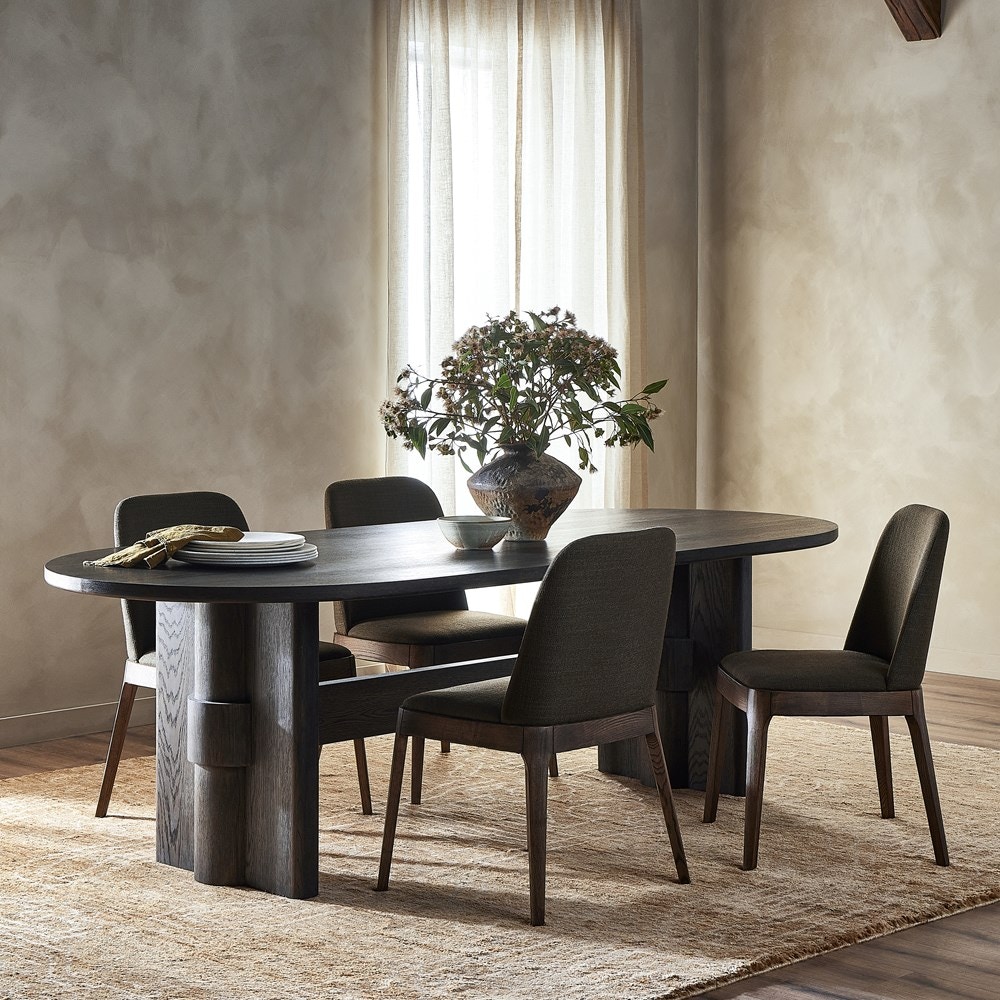 Four Hands Sylvie Oval Dining Table Brsd Drk Brwn 237942-001 - Portland ...