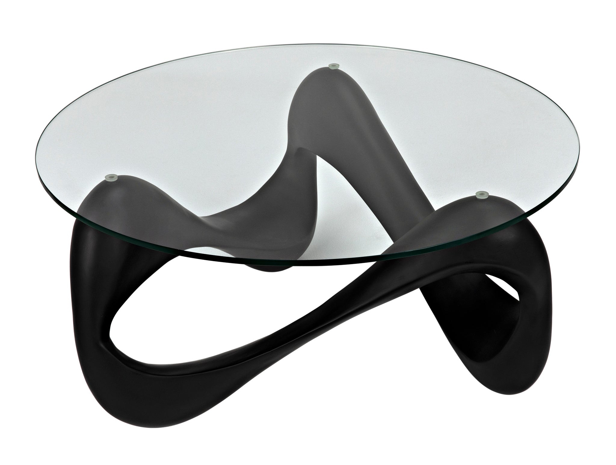 Noir Orion Coffee Table, Black Resin Cement with Glass AF-55B ...