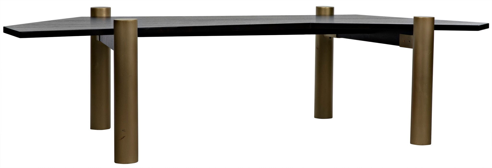 Noir Tabu Coffee Table, Brass Finished Legs with Ebony Walnut Top ...
