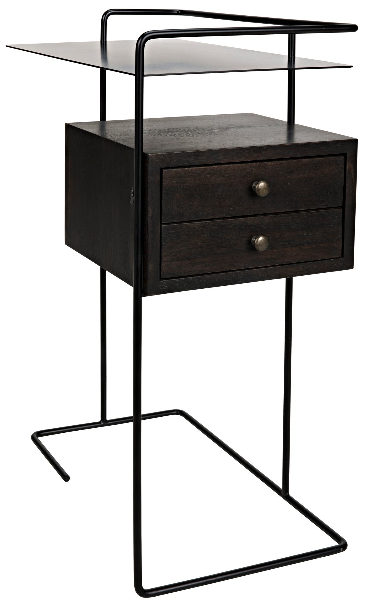 Noir Massimo Side Table, Black Steel and Walnut GTAB930MTB - Portland ...