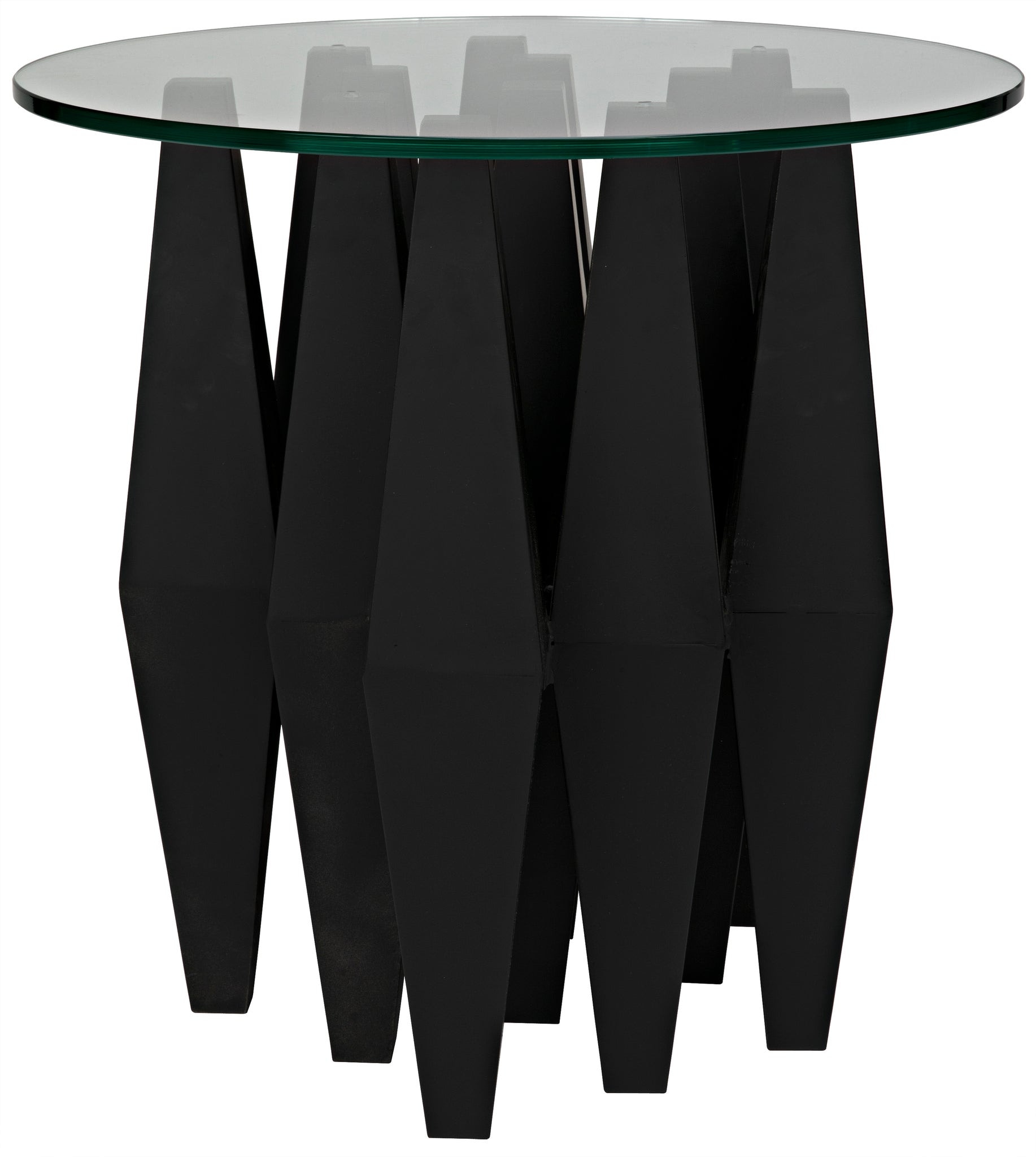 Noir Soldier Side Table, Black Steel with Glass Top GTAB936MTB - Portland, OR | Key Home