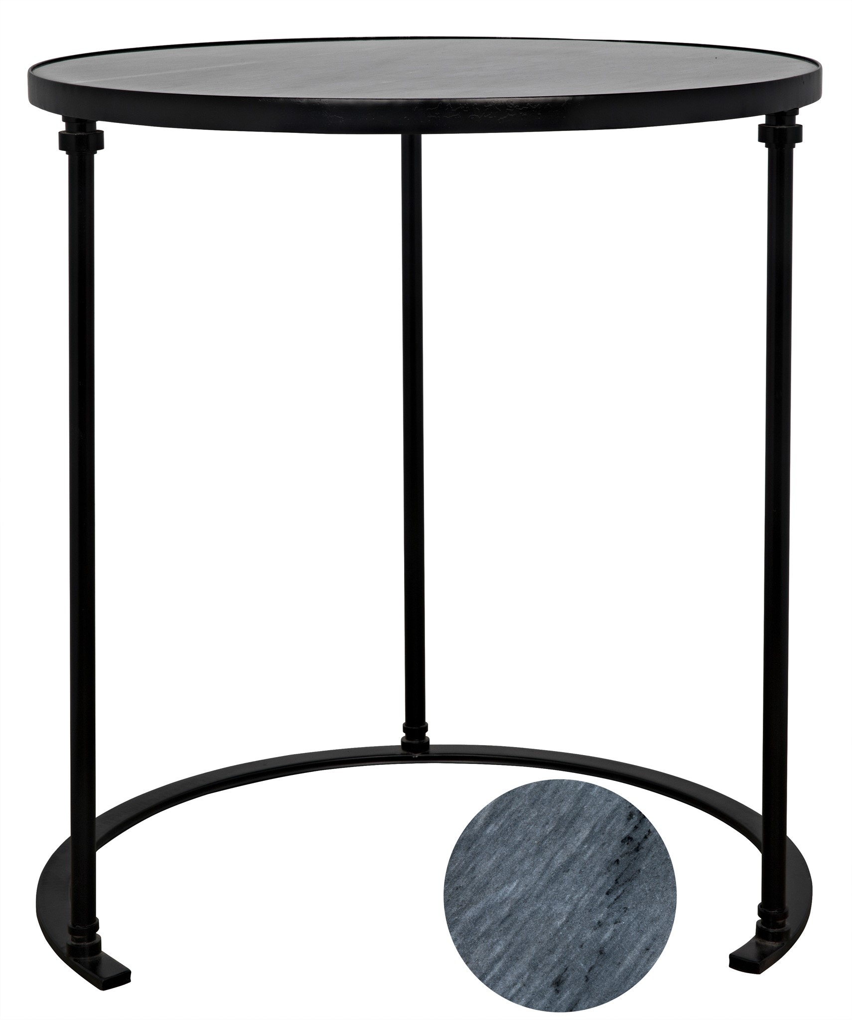 Noir Molly Side Table A Black Metal With Marble GTAB662-ML-A - Portland ...