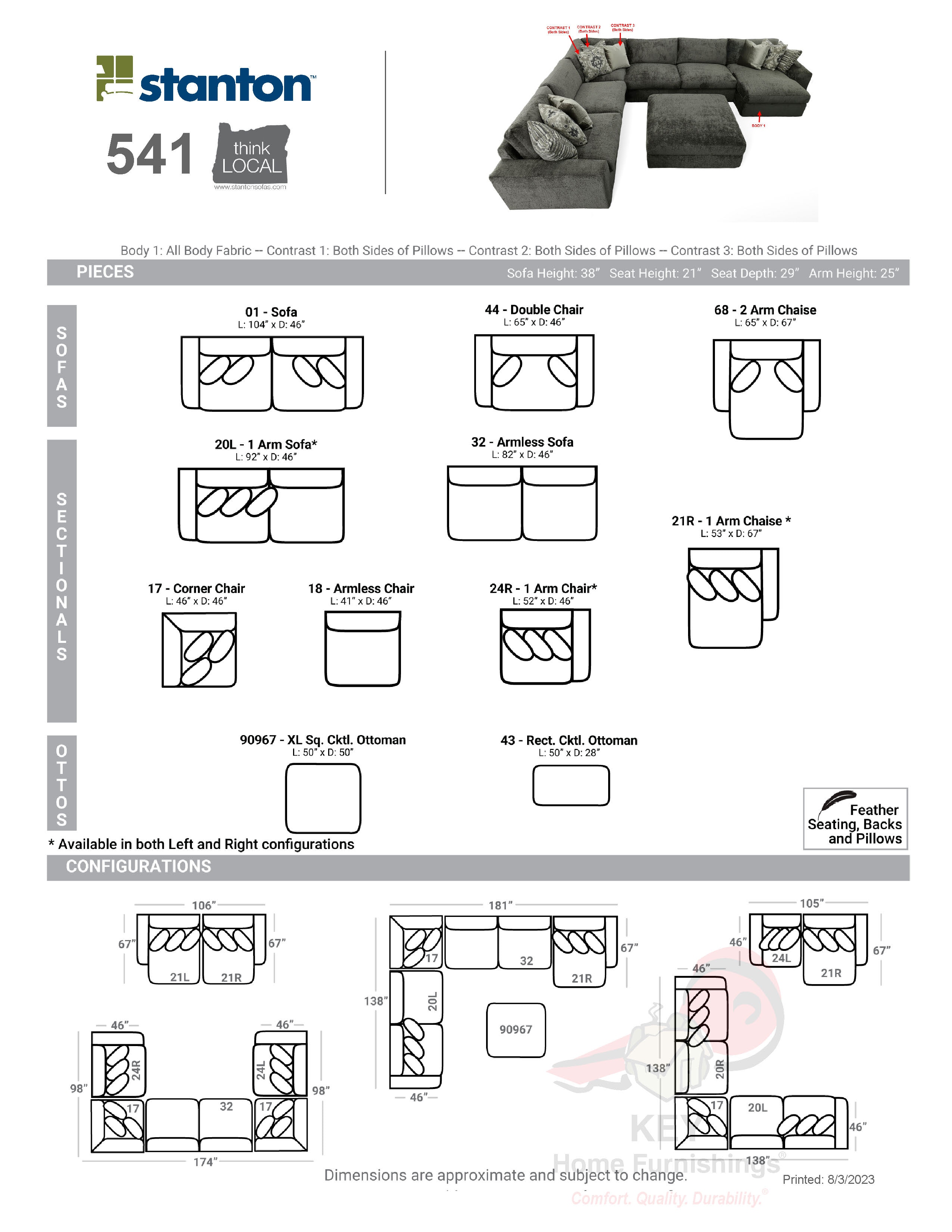 Stanton Sectional 541-Sectional - Portland, OR | Key Home Furnishings