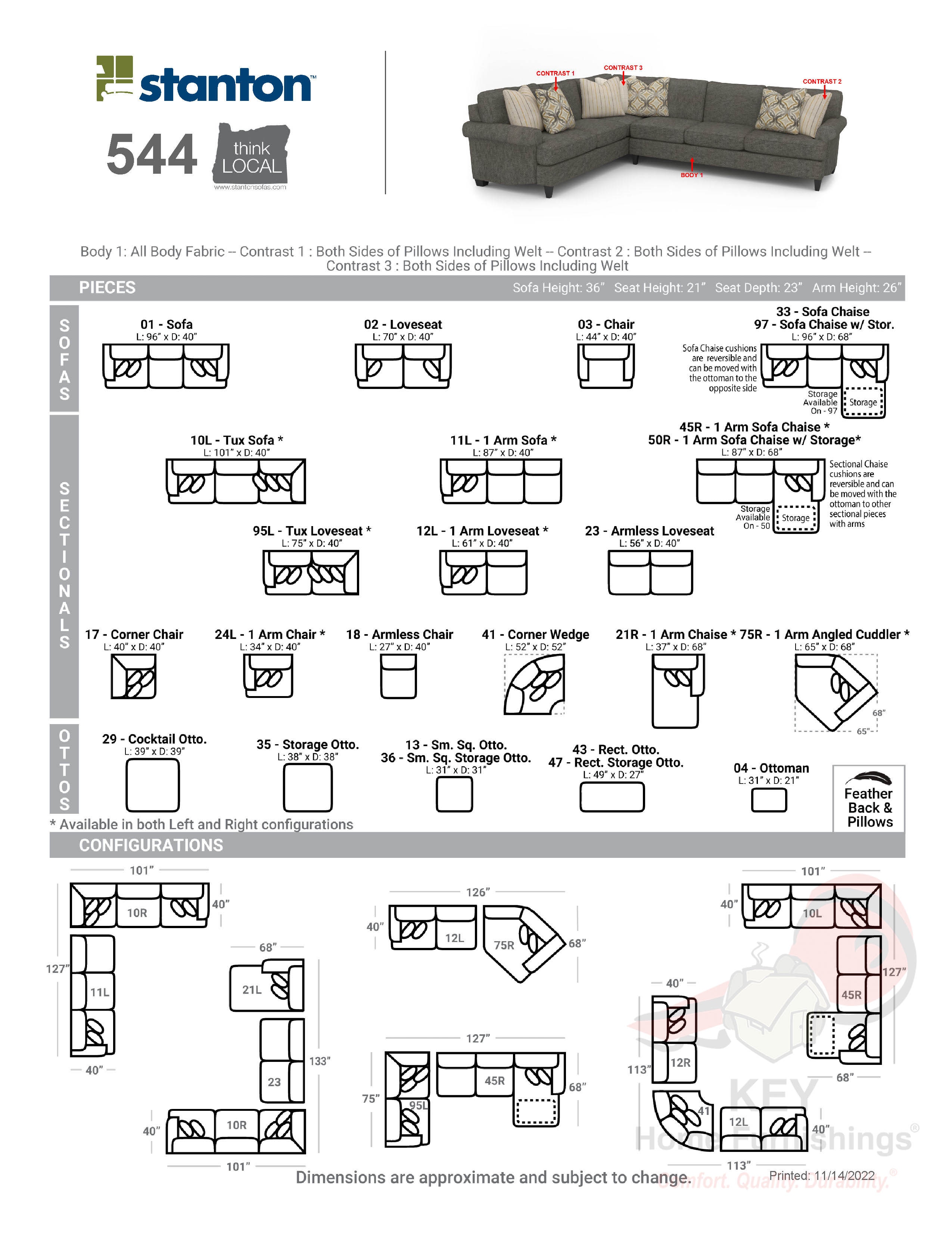 Stanton Sectional 544-Sectional - Portland, OR | Key Home Furnishings