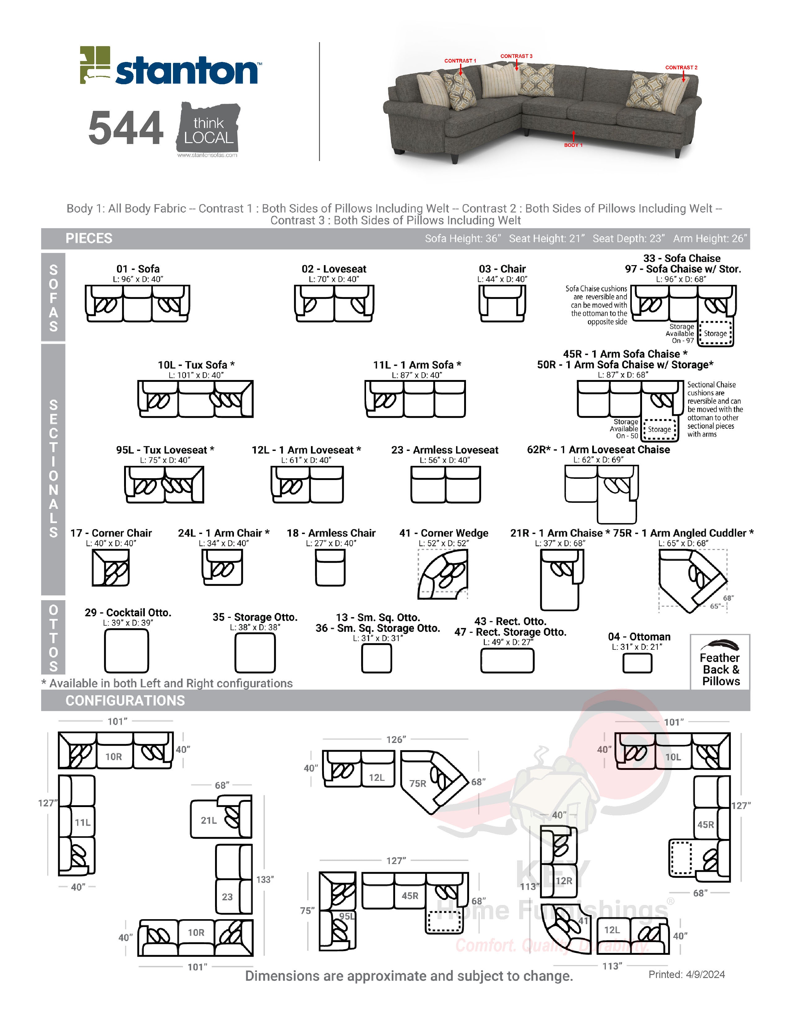 Stanton Sectional 544-Sectional - Portland, OR | Key Home Furnishings