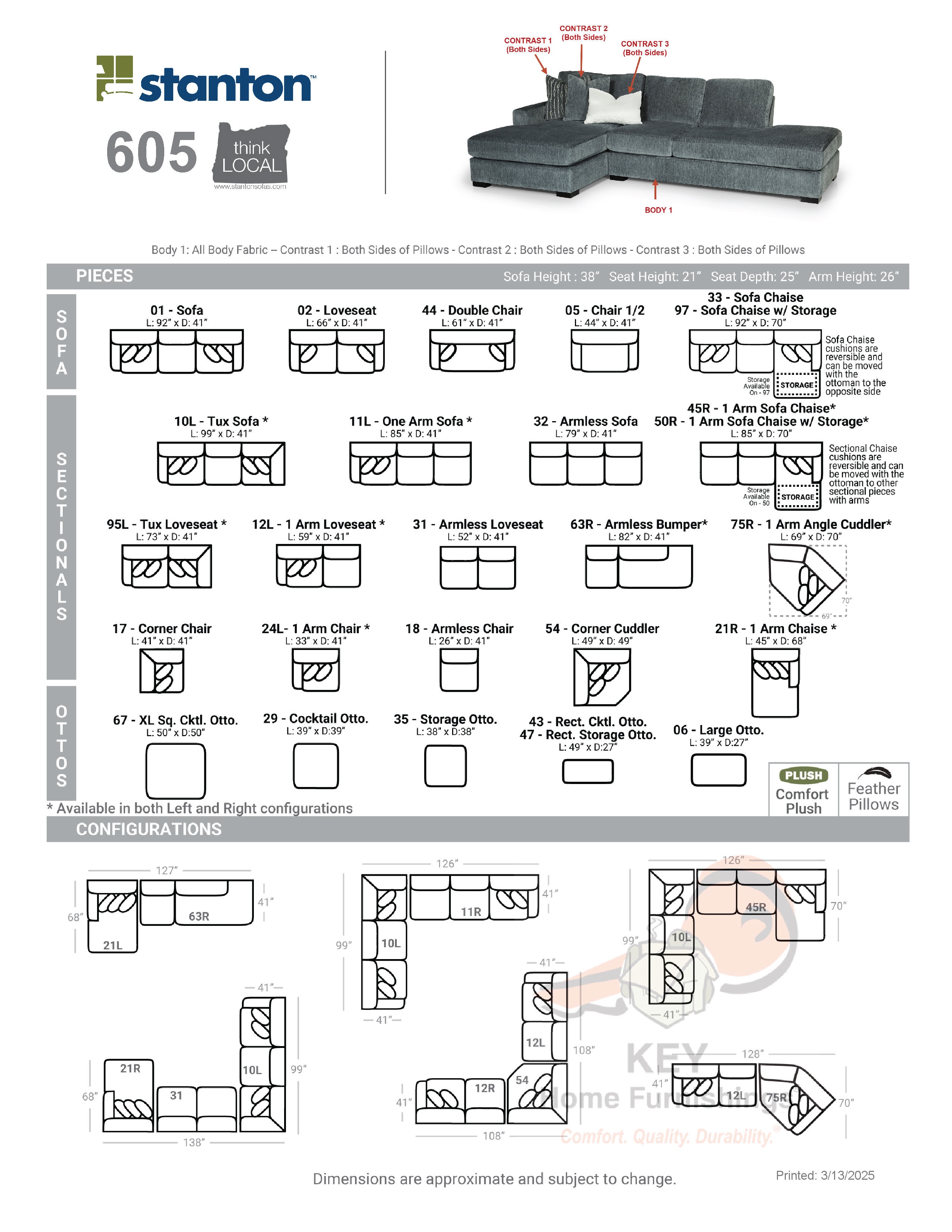 Stanton Sectional 605-Sectional-Riverrock - Portland, OR | Key Home ...