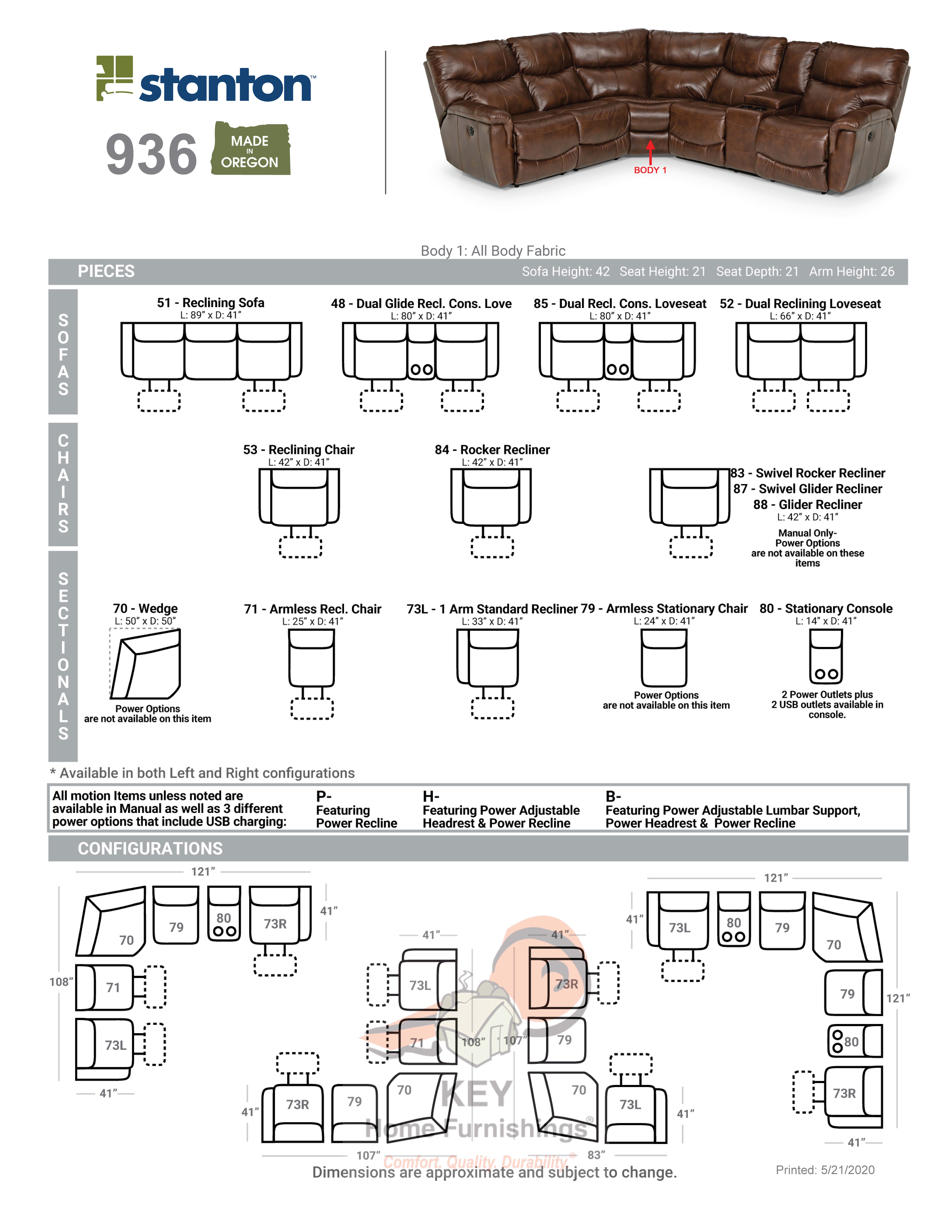 Stanton 1 Arm STD Reclining 93673LP - Portland, OR | Key Home Furnishings