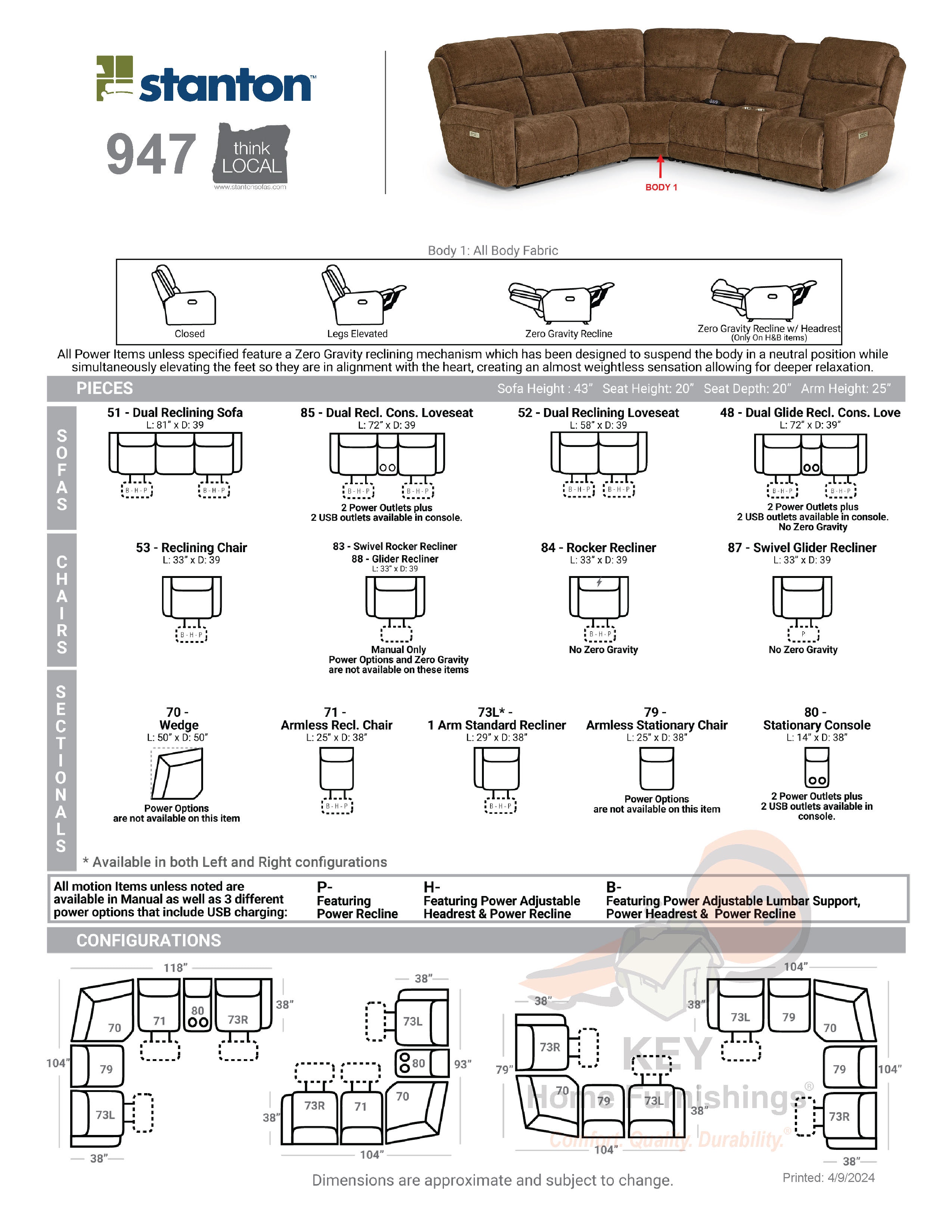 Stanton Power Headrest/Lumbar Dual Reclining Sofa 94751B - Portland, OR ...