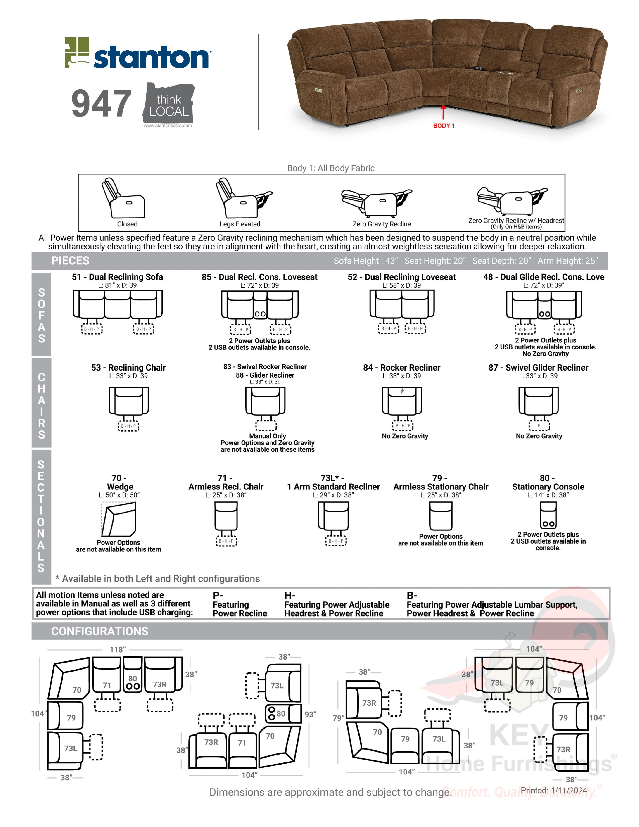 Stanton Power Headrest/Lumbar Dual Reclining Sofa 94751B - Portland, OR ...