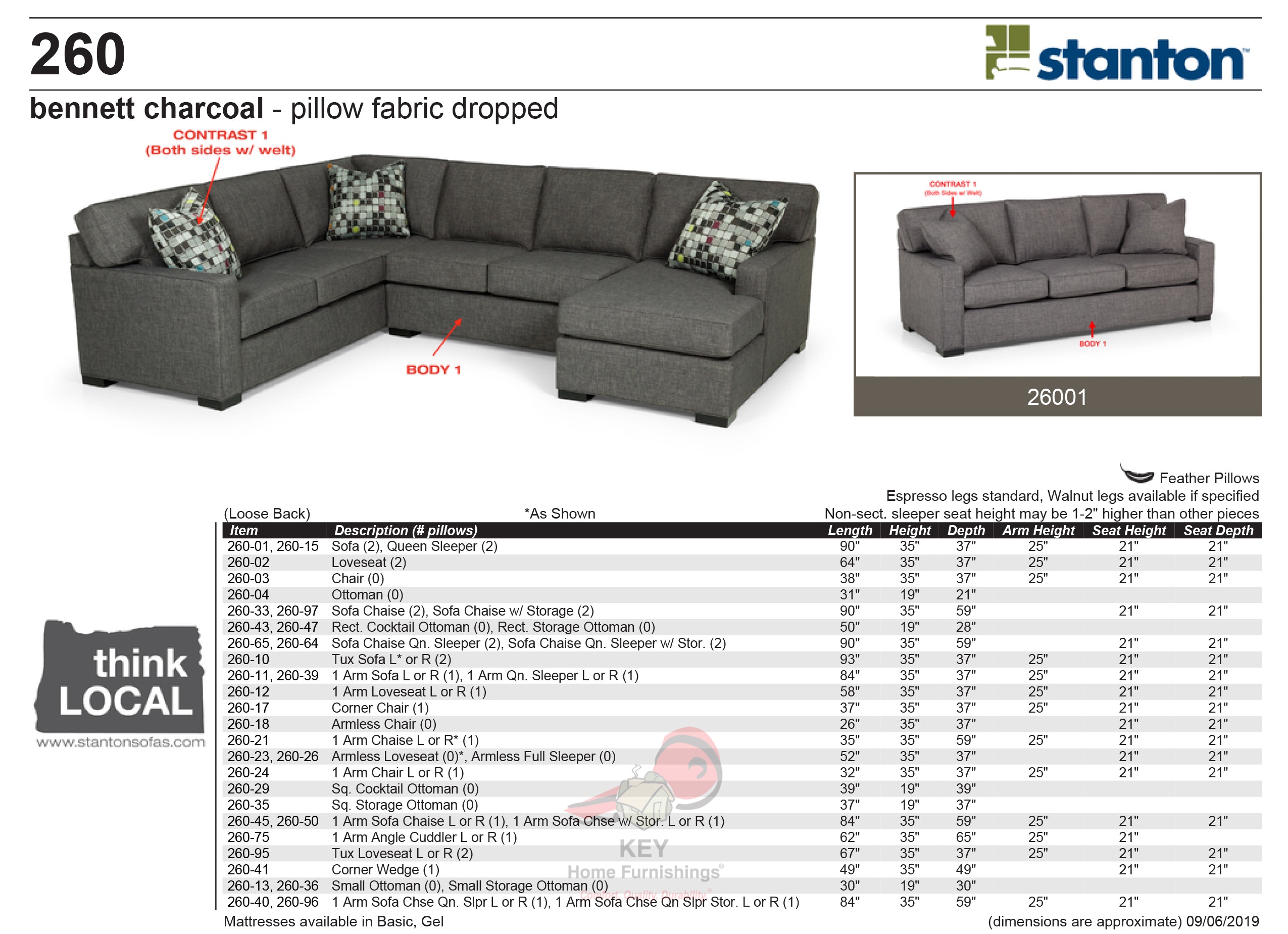 Stanton 260 Sectional - Portland, OR | Key Home Furnishings