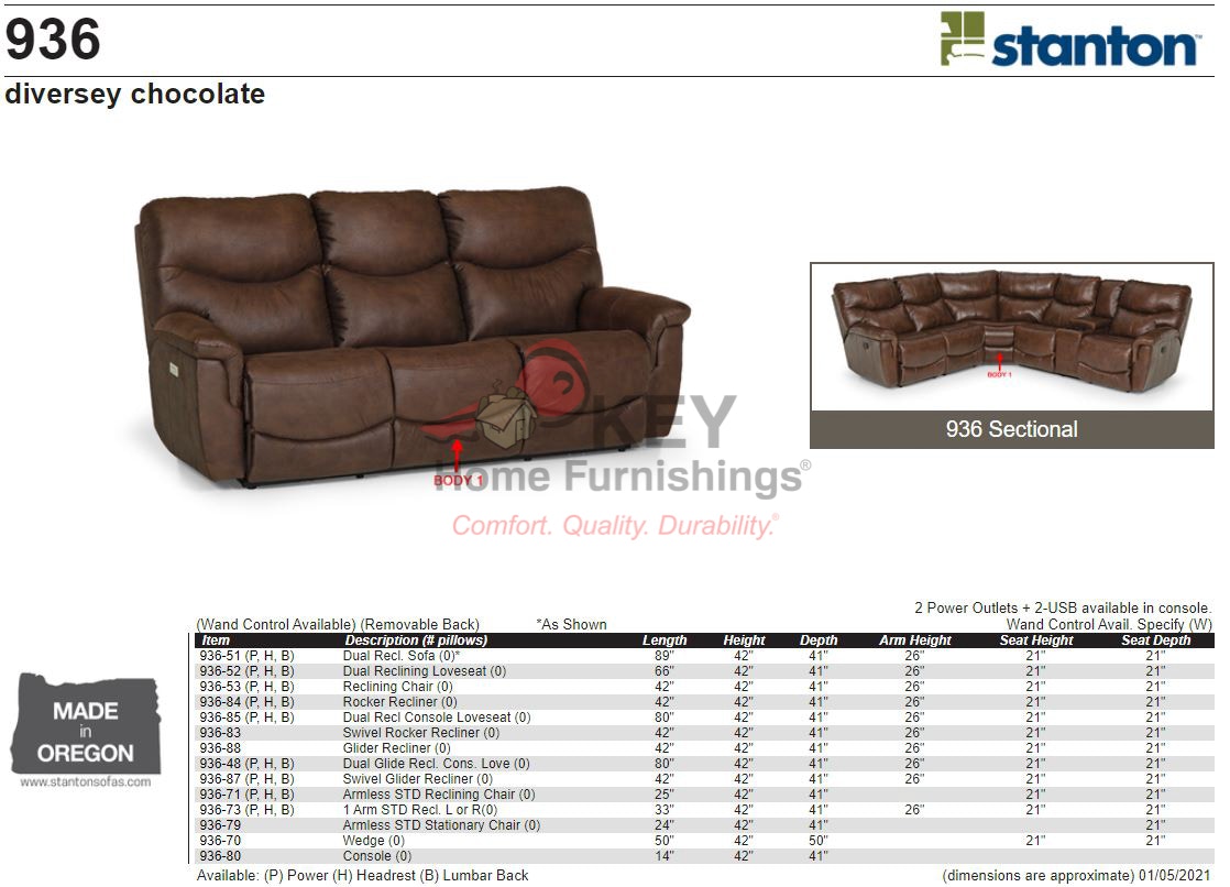 Stanton 1 Arm STD Reclining 93673LP - Portland, OR | Key Home Furnishings