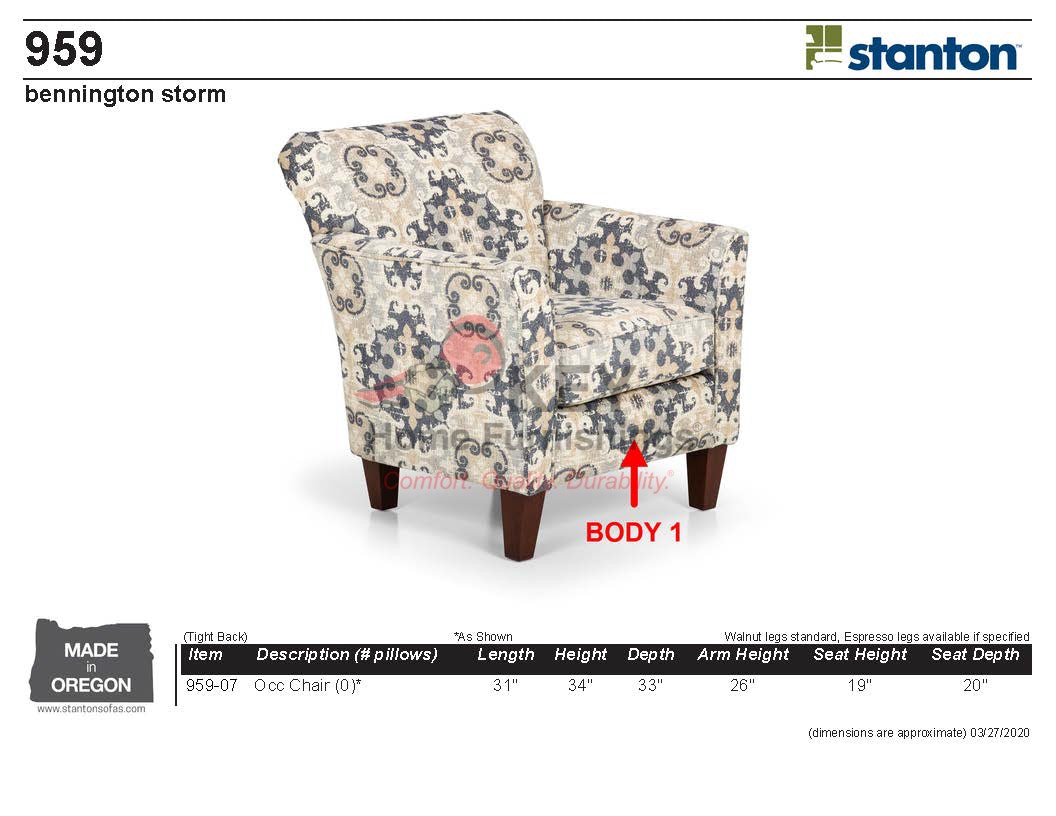 Stanton Chair 95907 - Portland, OR | Key Home Furnishings