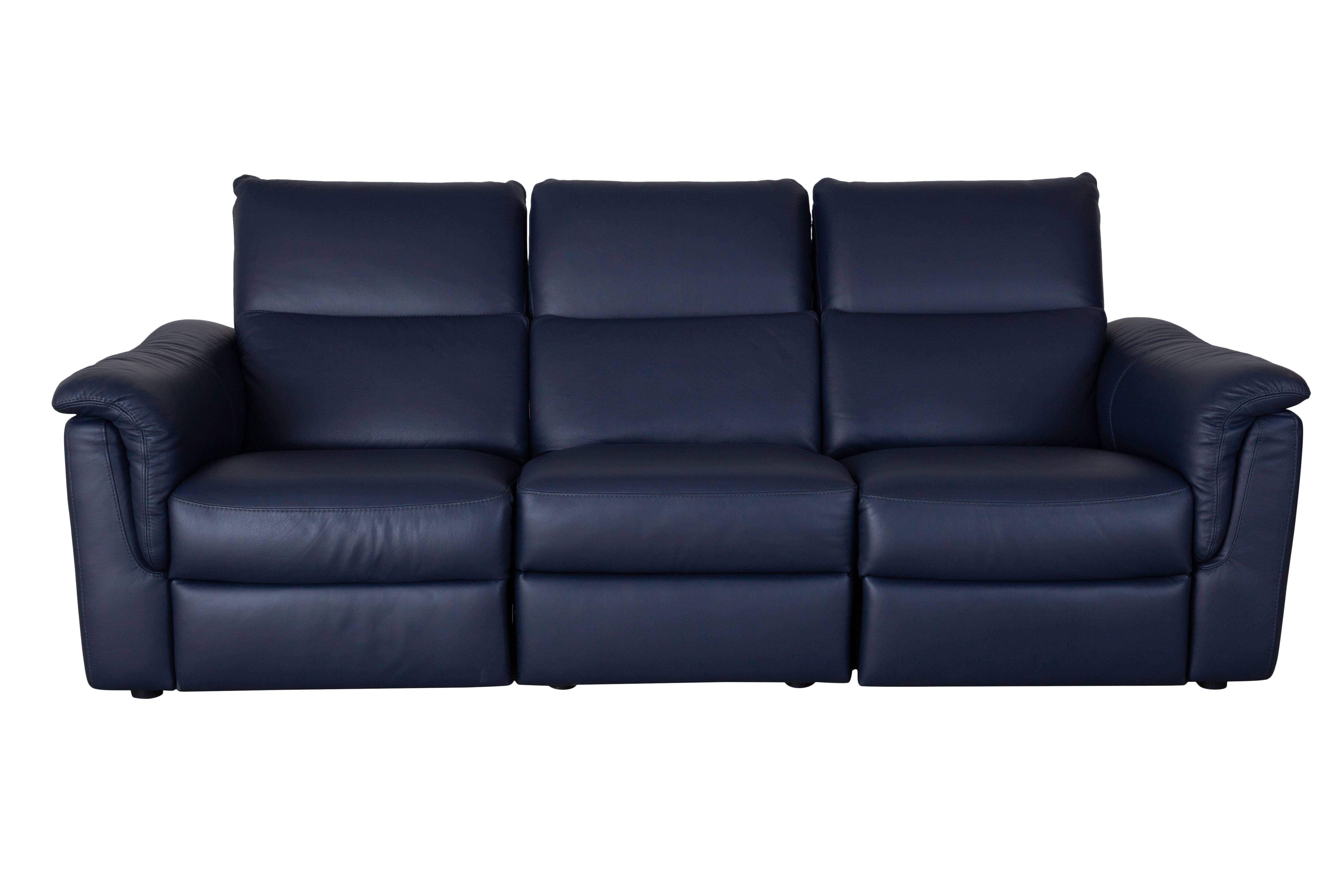 Natuzzi navy blue leather sofa store