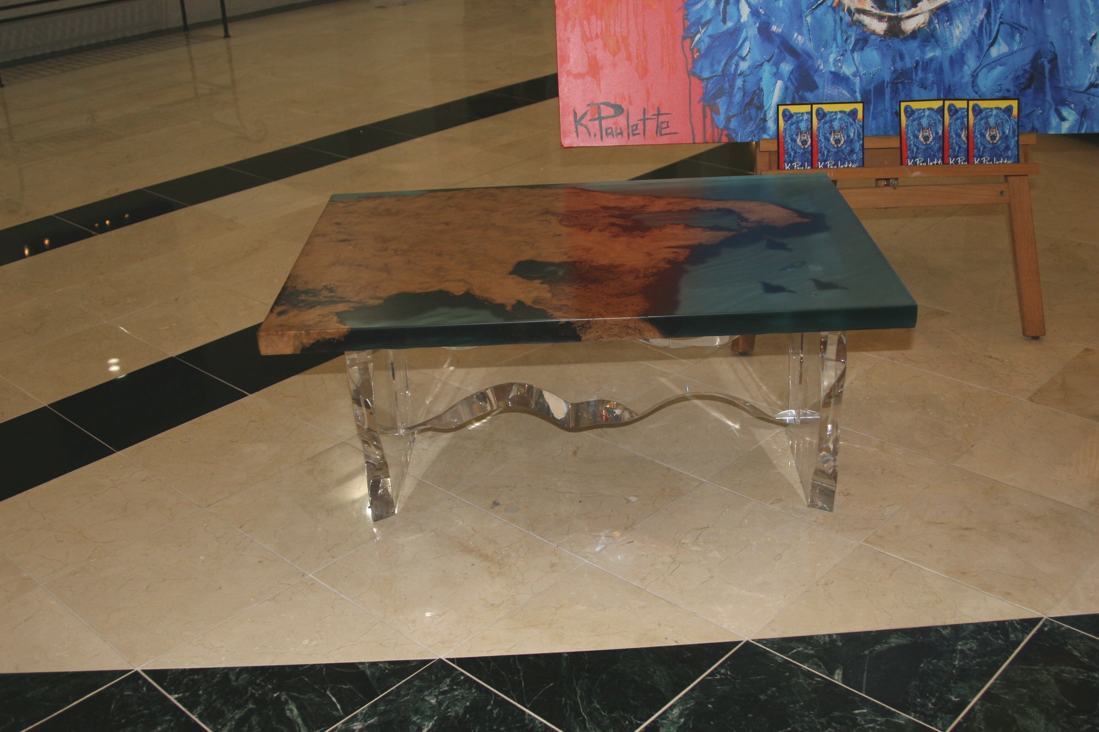 Taste Full Arts Gallery Living Room Handmade Coffee Table with Acrylic ...
