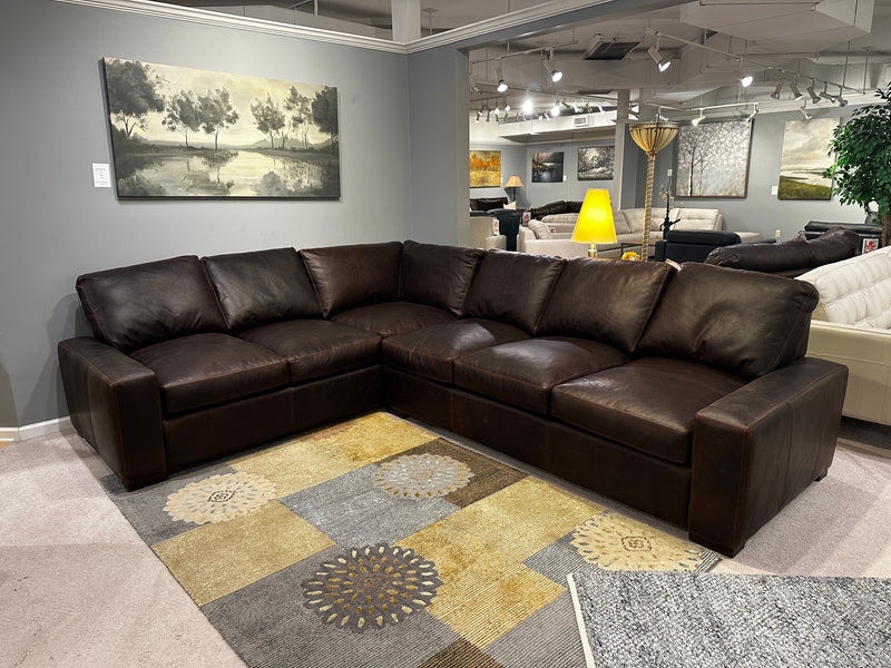 Leather & More Living Room Leather Sectional Max Deluxe | Hickory ...