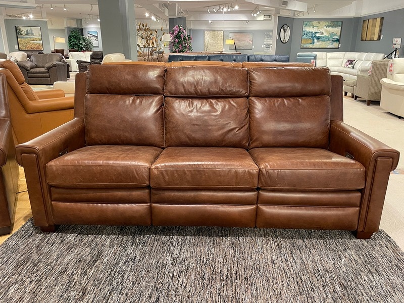 Leather & More Living Room Zero Wall Powered Leather Sofa by McKinley 7114-S | Hickory Furniture