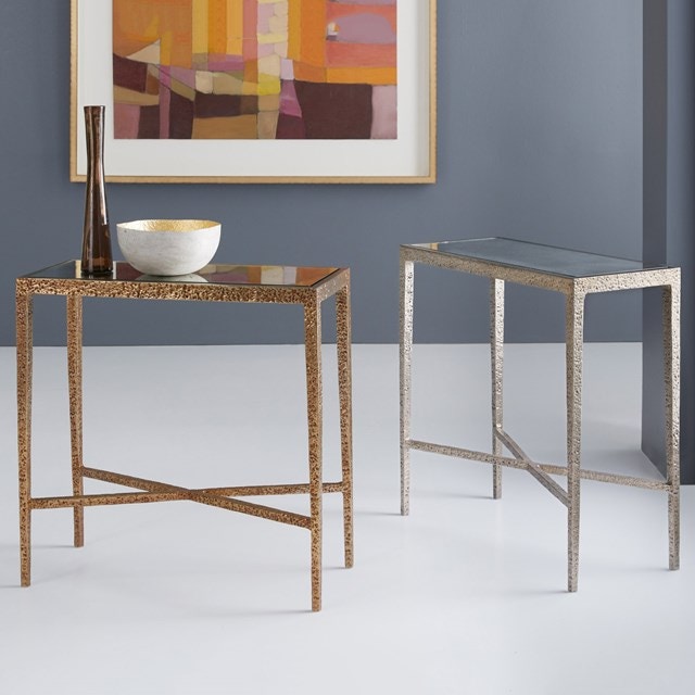 Modern History Living Room Texture Chairside Table - Antique Aluminum ...