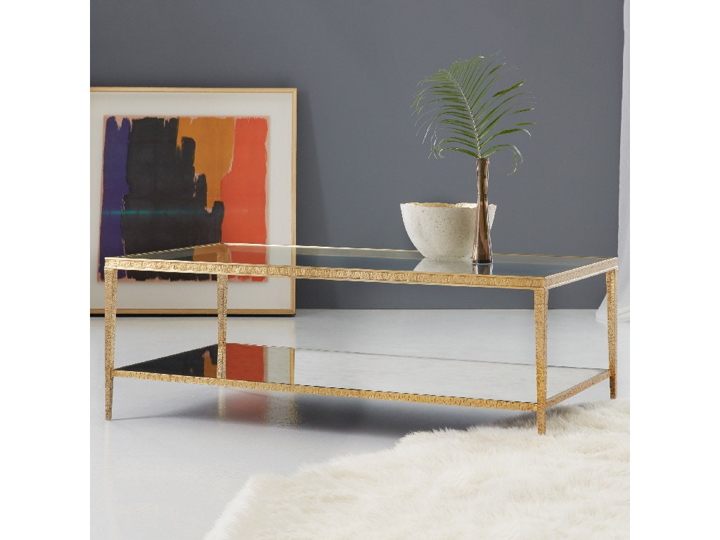 Modern History Living Room Sculpture Cocktail Table - Antique Brass ...