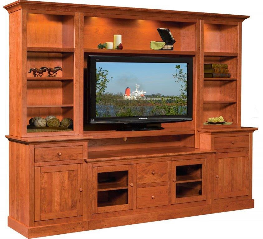 Amish Oak and Cherry Home Entertainment Solid Wood Entertainment Center ...