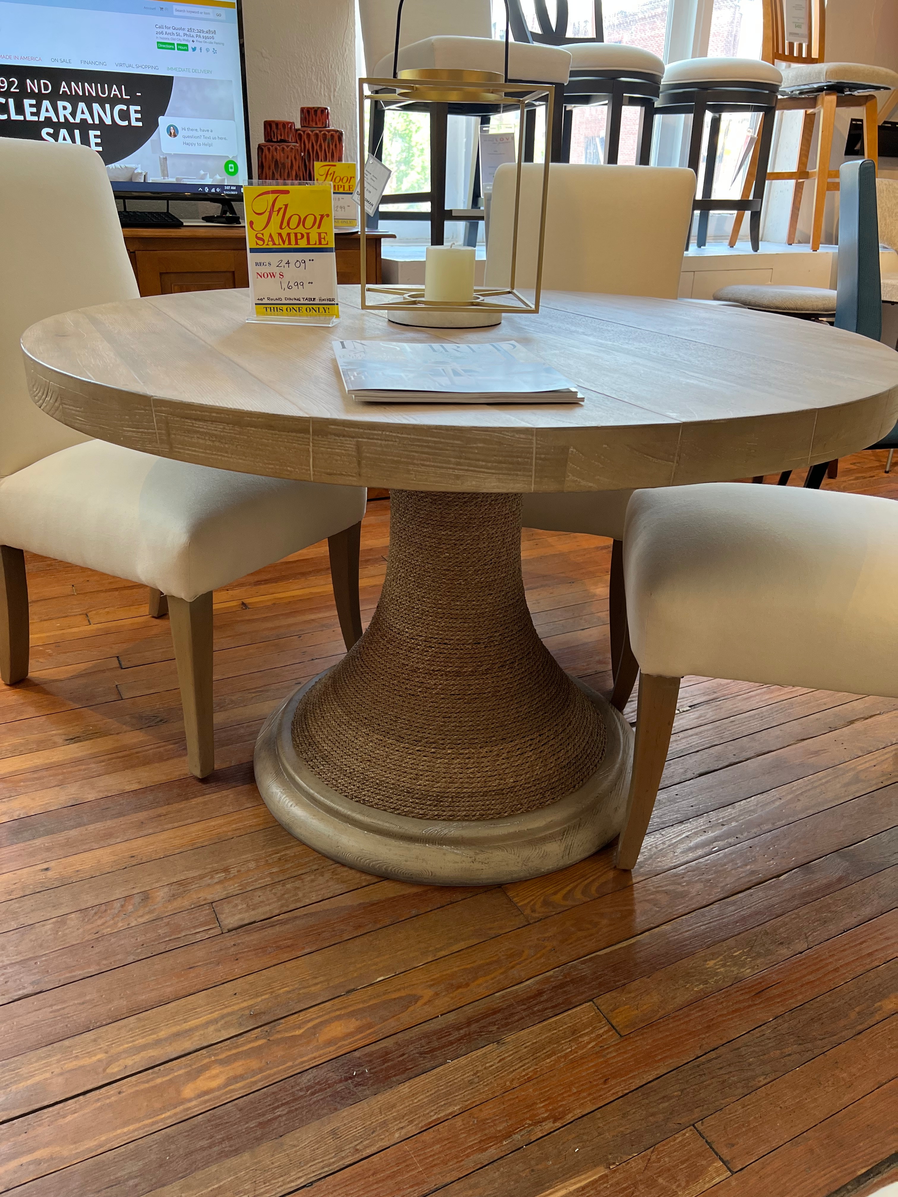 Amani 48" Round Dining Table with Rope Wrapped Base